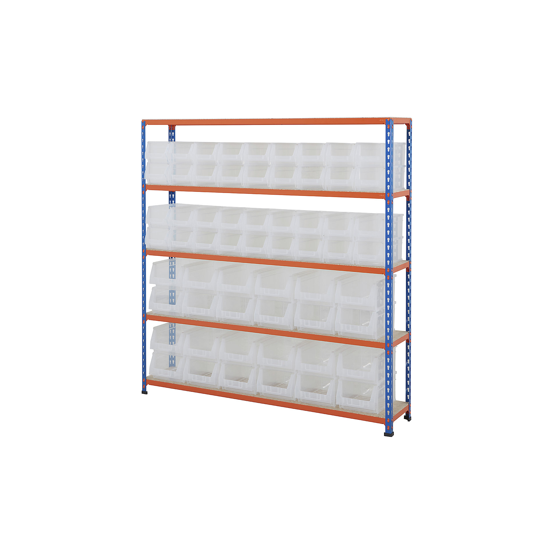 BiG200 Shelving With Plastic Parts Bins, 1600h x 1525w x 305d mm, 90kg ...