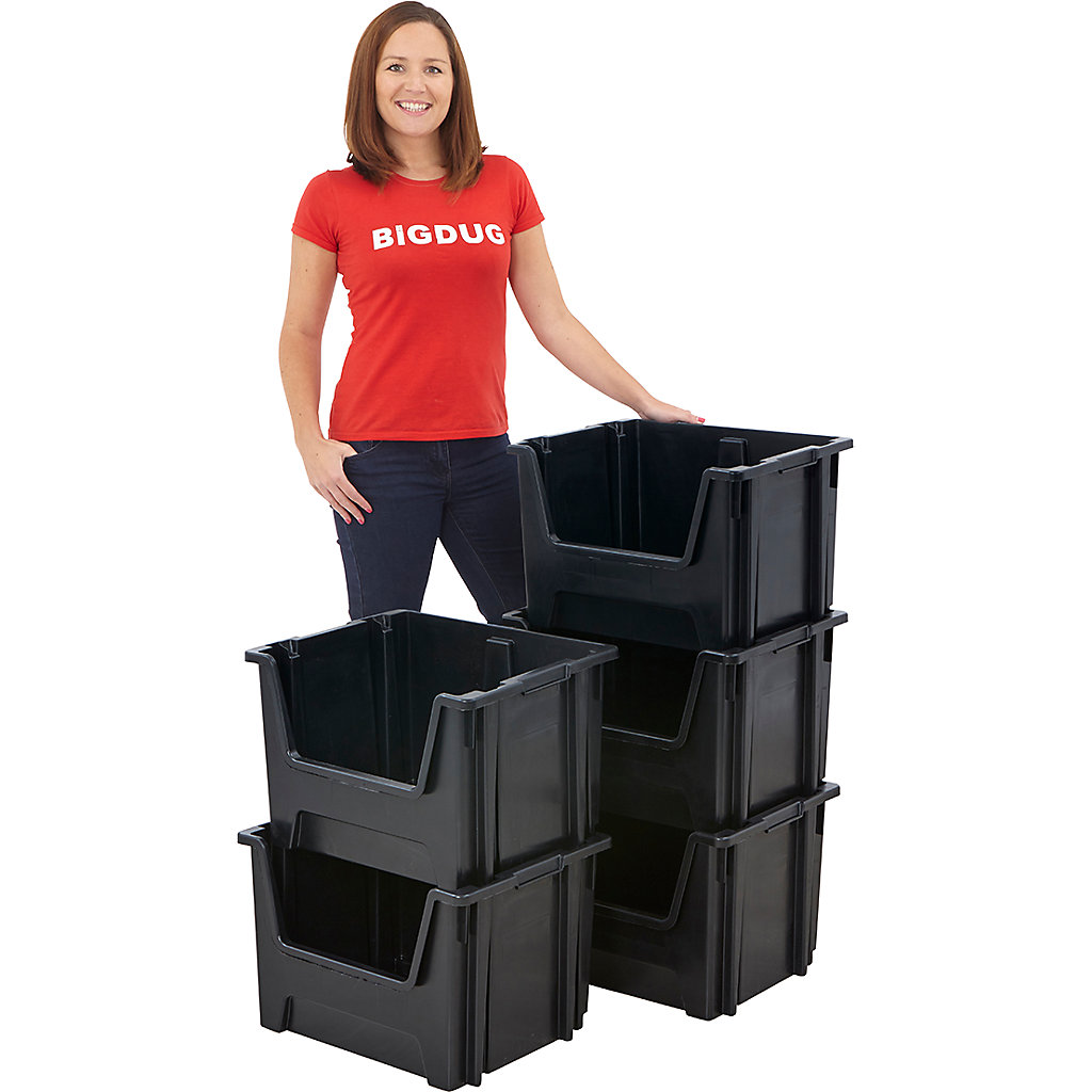 BiGDUG Essentials Large Stacking Pick Bins | Pack of 5 | 320h x 495w x ...