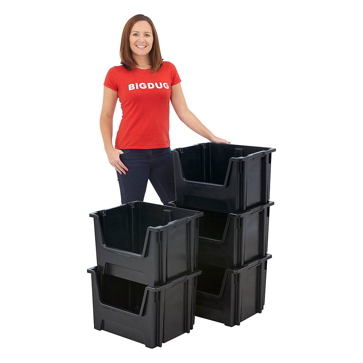 BiGDUG Essentials Large Stacking Pick Bins | Pack of 5 | 320h x 495w x ...