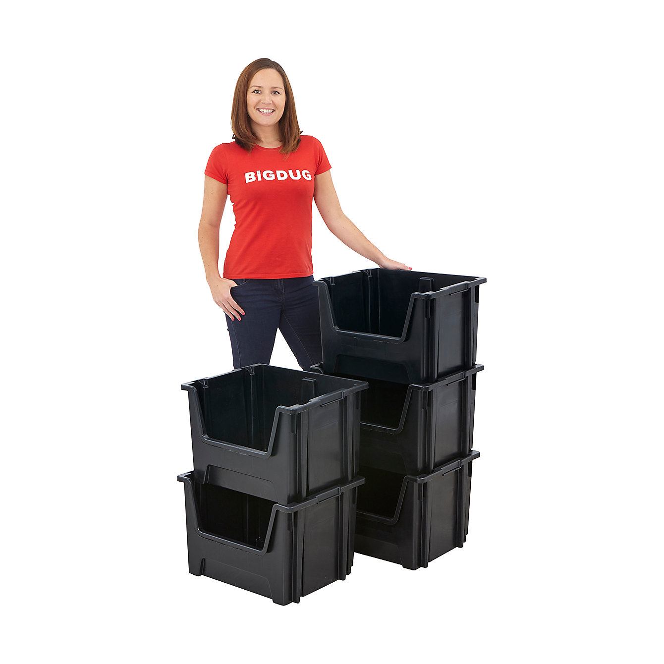 BiGDUG Essentials Large Stacking Pick Bins | Pack of 5 | 320h x 495w x ...