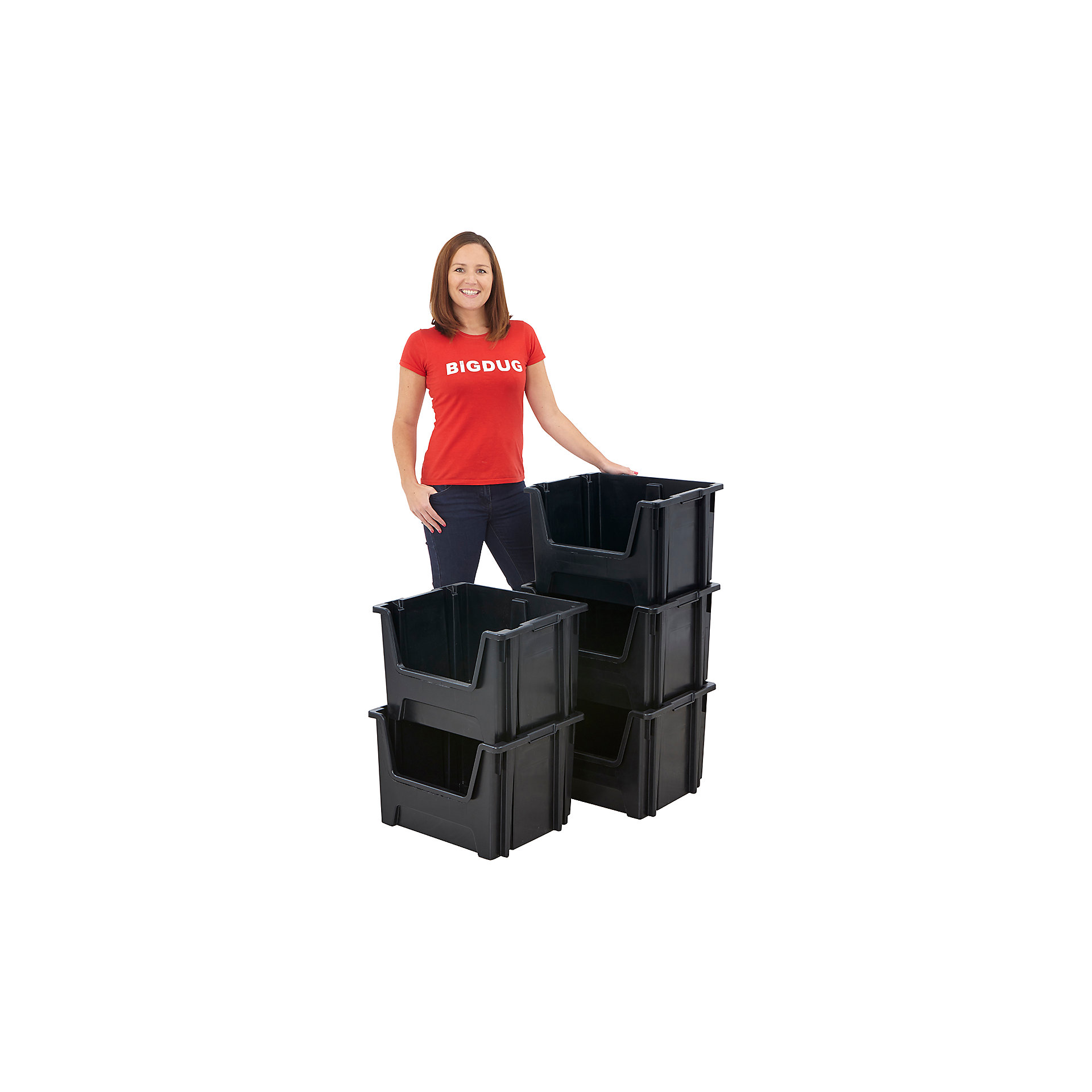 BiGDUG Essentials Large Stacking Pick Bins | Pack of 5 | 320h x 495w x ...