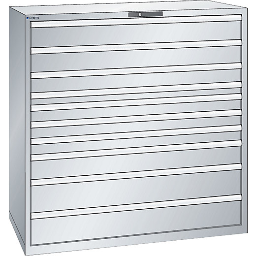 LISTA – Drawer cupboard, sheet steel: HxW 1450 x 1431 mm, 10 drawers ...
