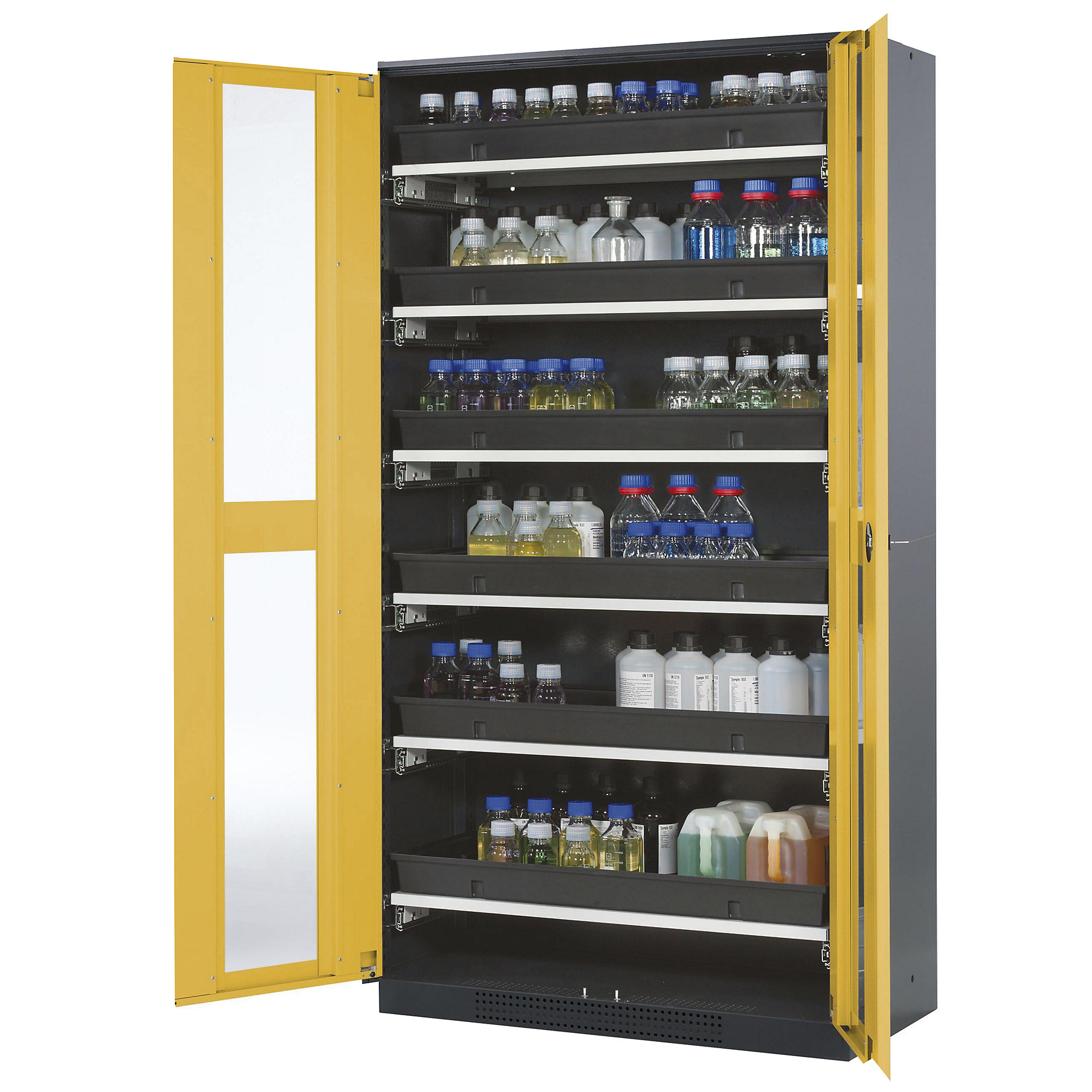 asecos – Laboratory chemical storage cupboard: 2 door, tall, 6 drawers ...