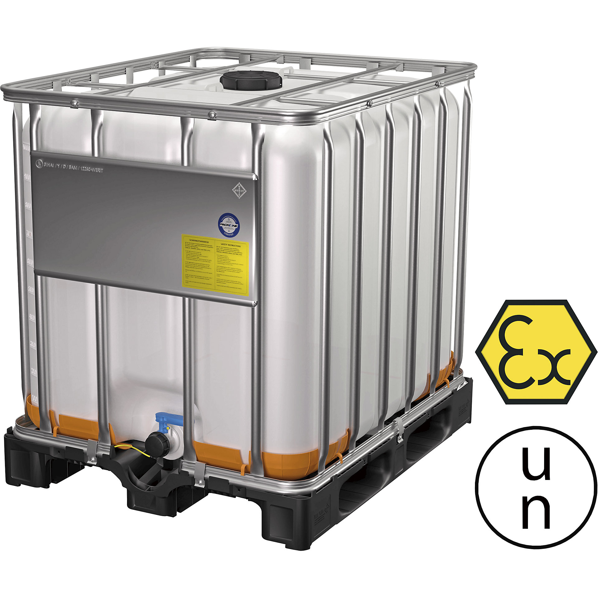 IBC container, ex protection: capacity 1000 l, natural | kaiserkraft