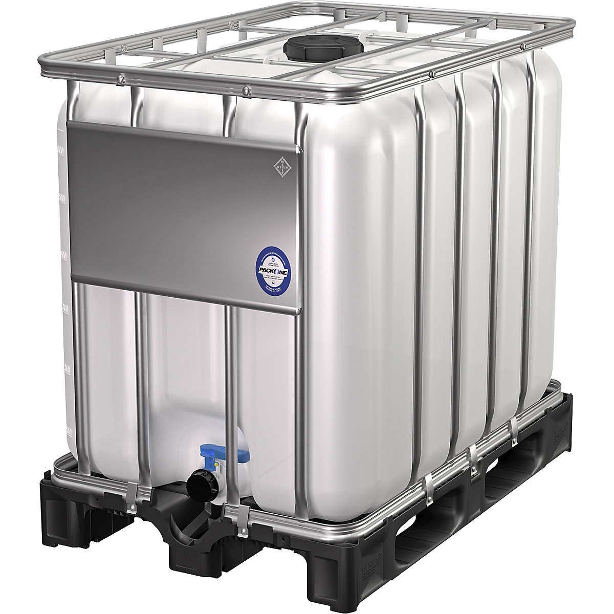 IBC container, slide valve: capacity 600 l, natural | kaiserkraft