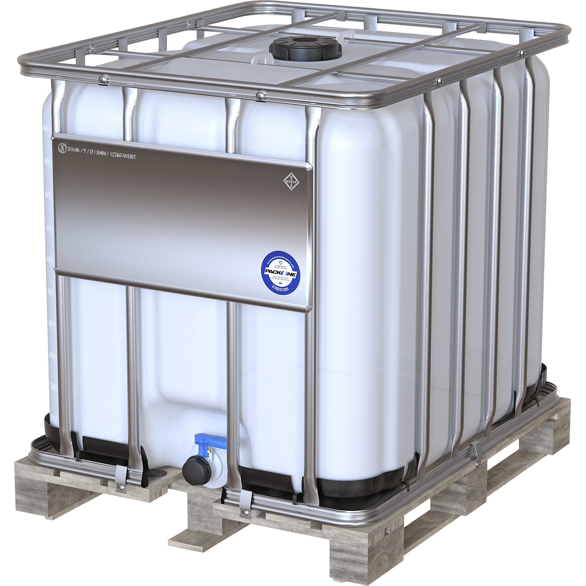 IBC container with UN approval: capacity 1000 l, natural | kaiserkraft