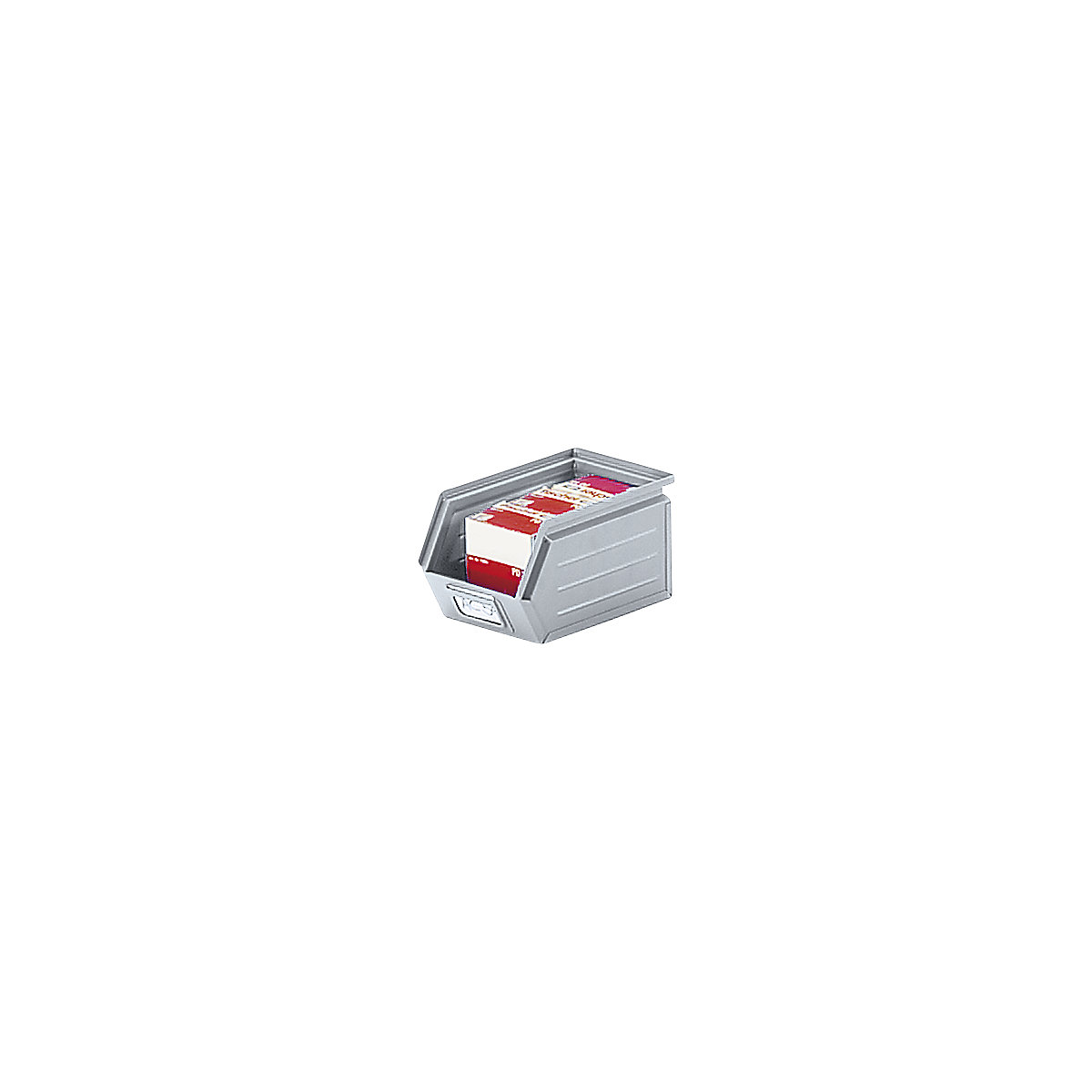 Open fronted storage bin made of sheet steel: LxWxH 240 x 148 x 130 mm ...