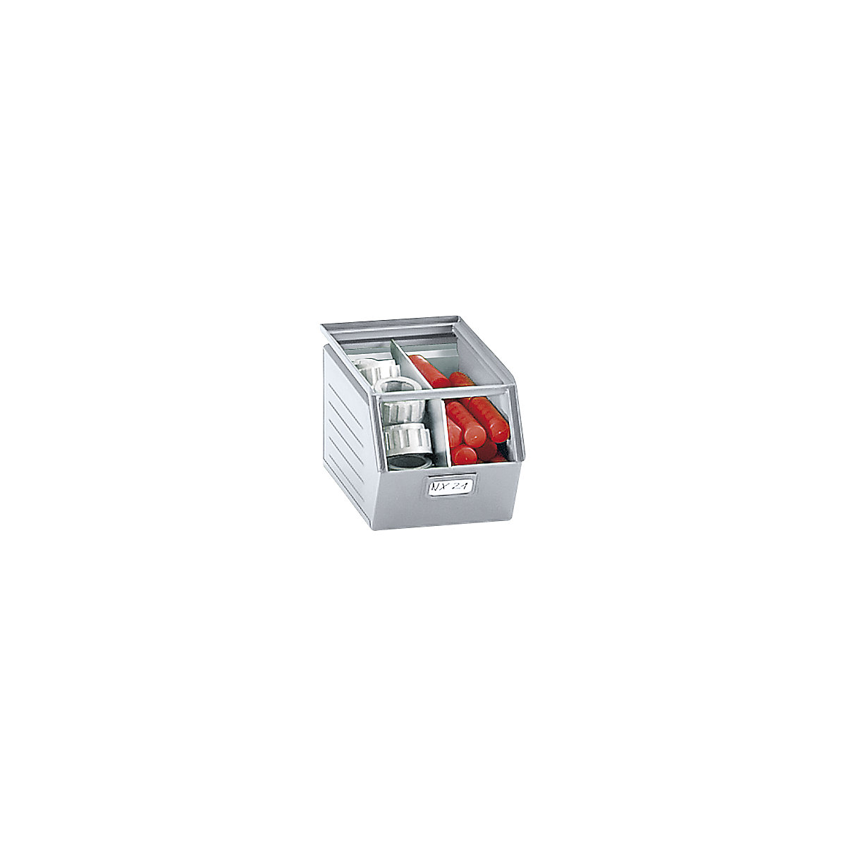 Open fronted storage bin made of sheet steel: LxWxH 363 x 210 x 200 mm ...