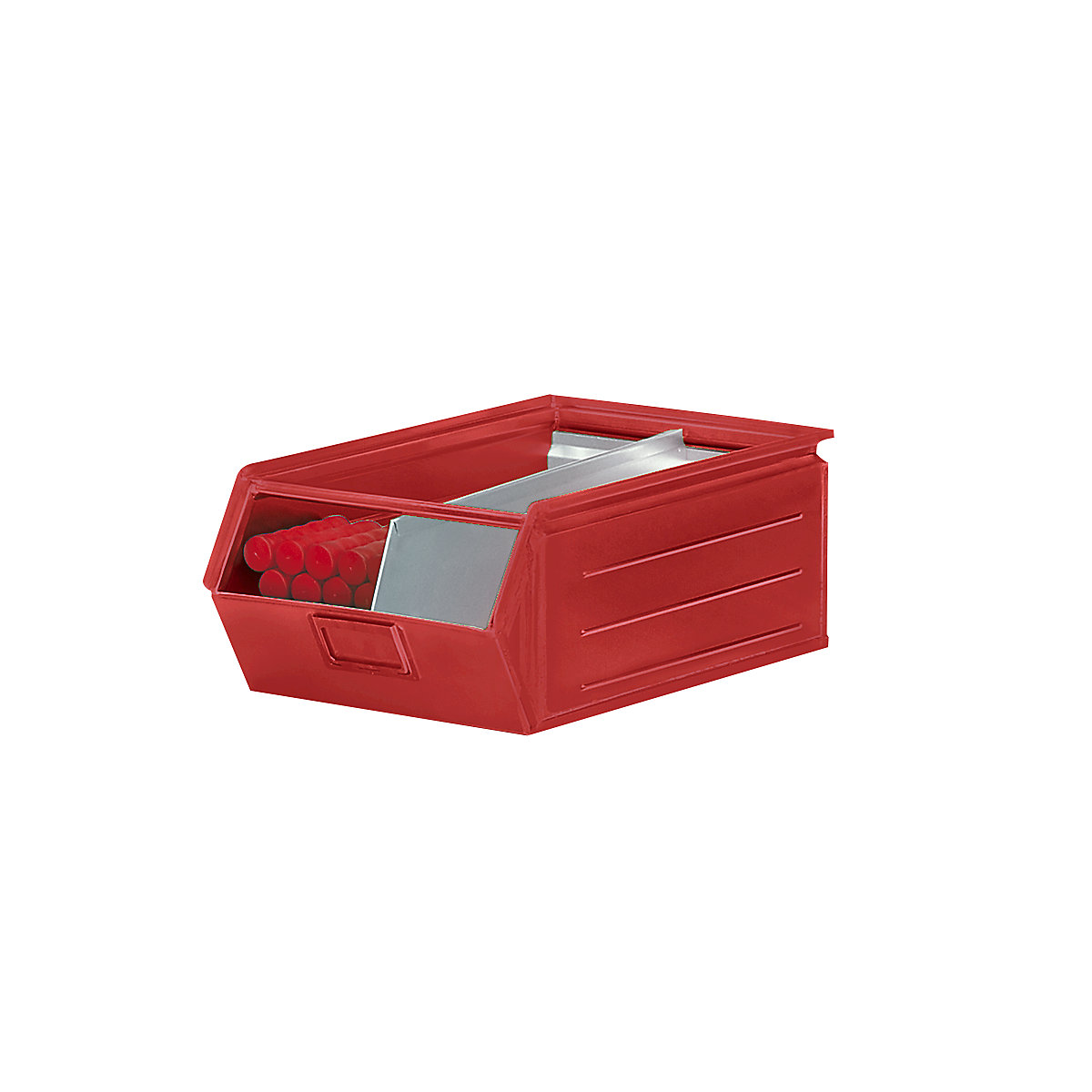 Open fronted storage bin made of sheet steel: LxWxH 515 x 310 x 200 mm ...