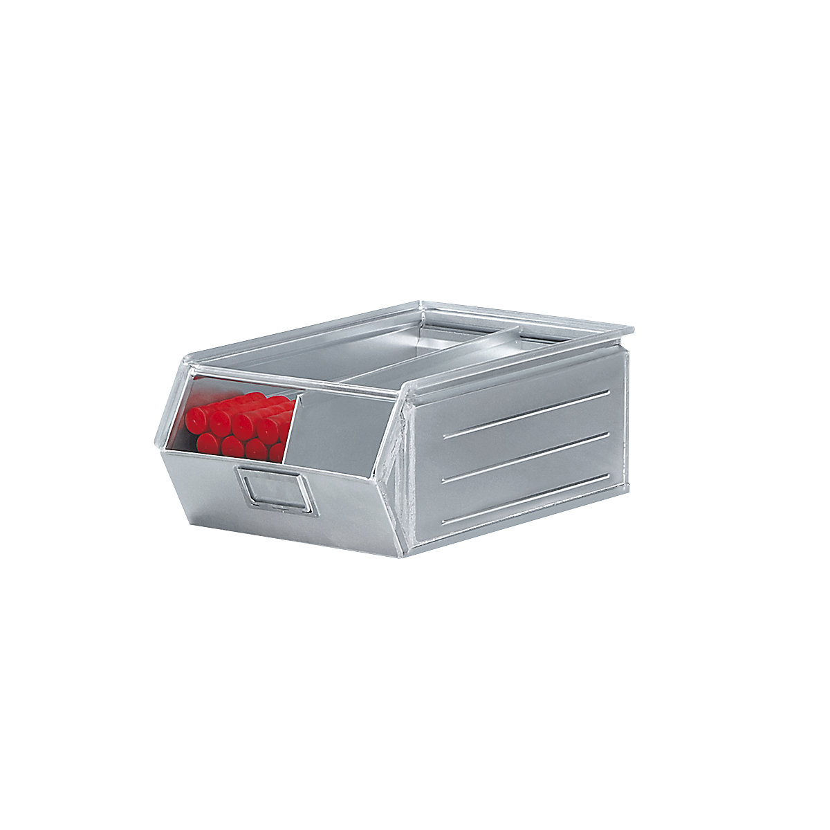 Open fronted storage bin made of sheet steel: LxWxH 515 x 310 x 200 mm ...