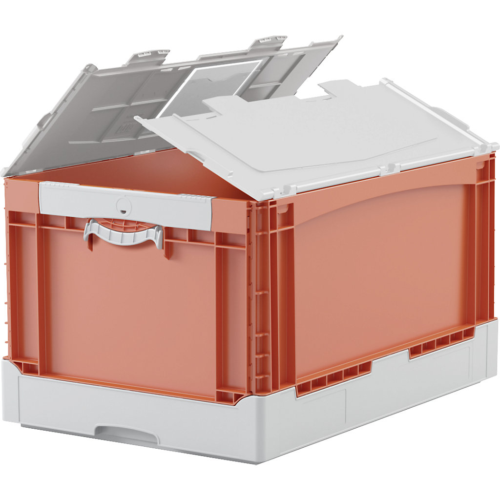 EQ folding box – BITO: with lifting grips, ribbed base and lid ...