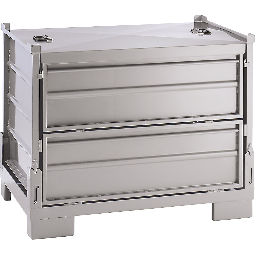 Collapsible stacking box, LxWxH 1200 x 800 x 970 mm: side panels made ...