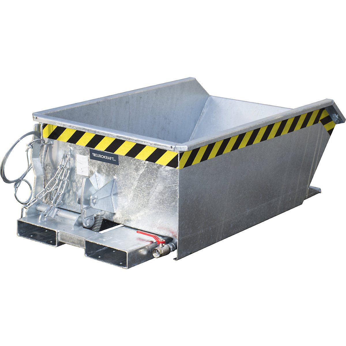Mini tilting skip for metal swarf – eurokraft pro: low overall height ...