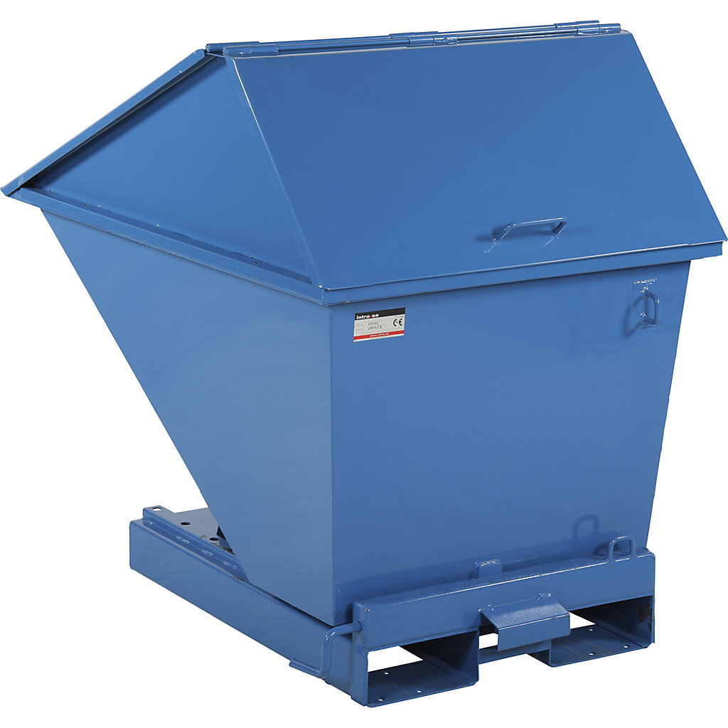 Tilting skip incl. high lid – eurokraft basic: blue | kaiserkraft
