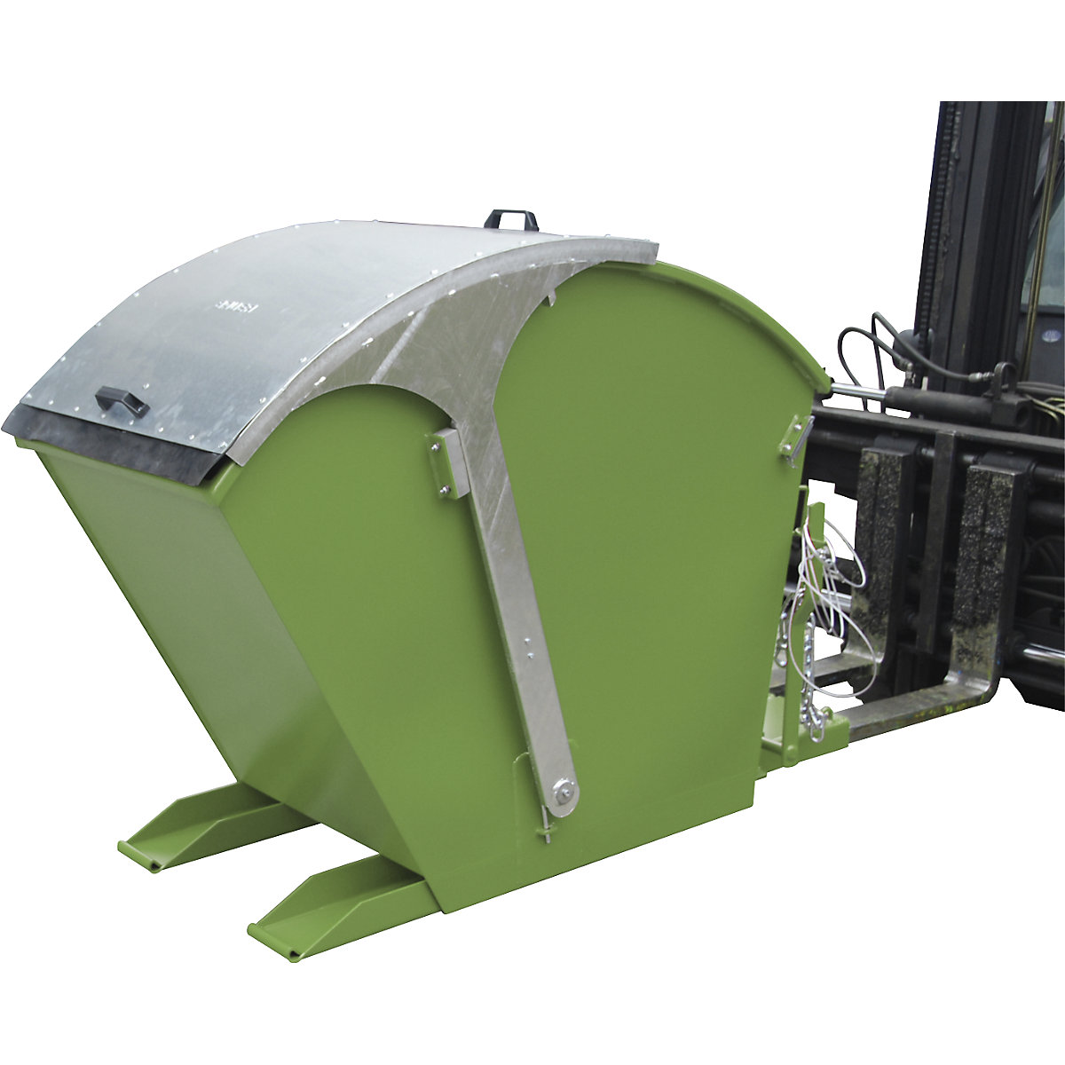 Tilting skip with round lid – eurokraft pro: capacity 0.75 m³ | kaiserkraft