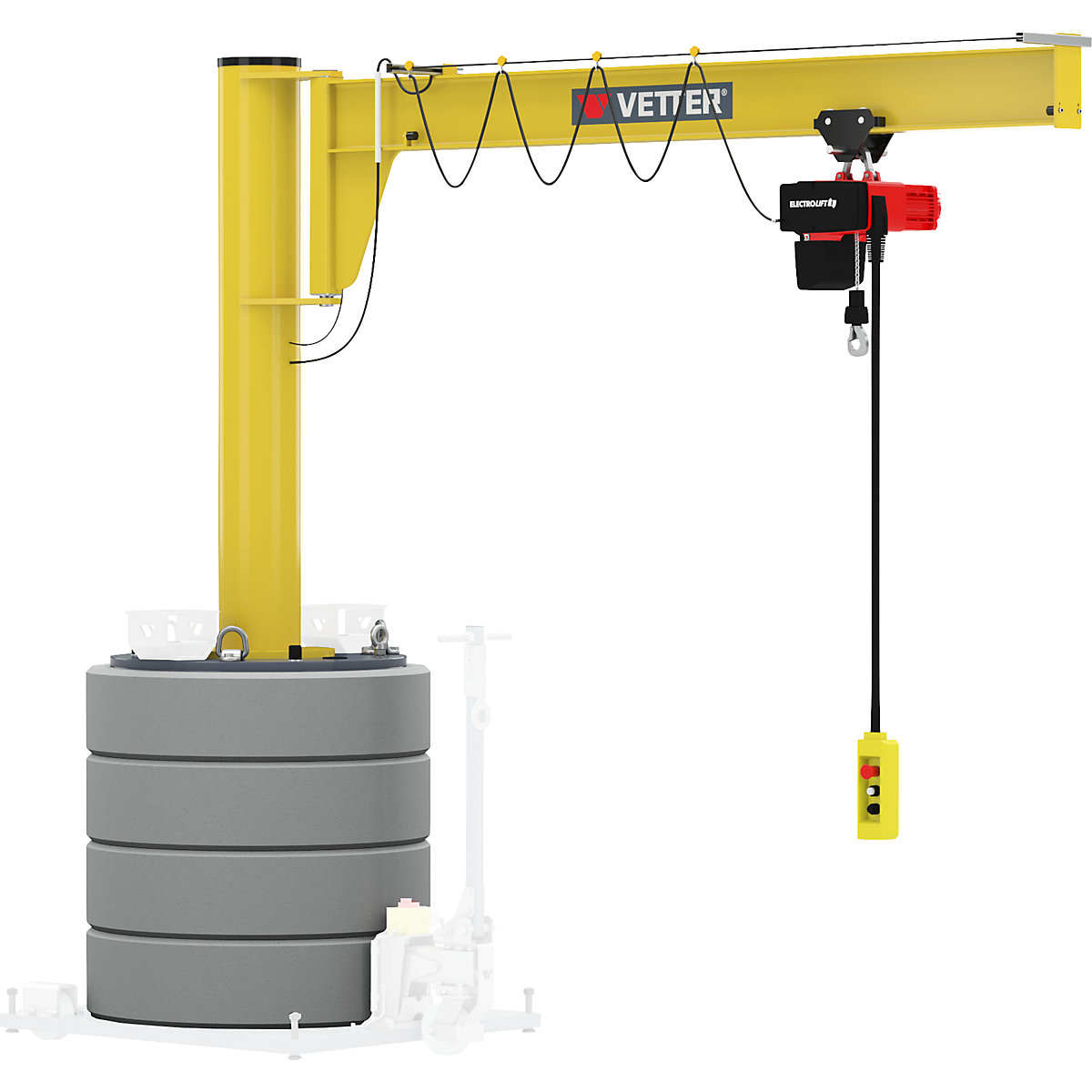 Mobile post mounted jib crane – Vetter: slewing range 270°, max. load ...