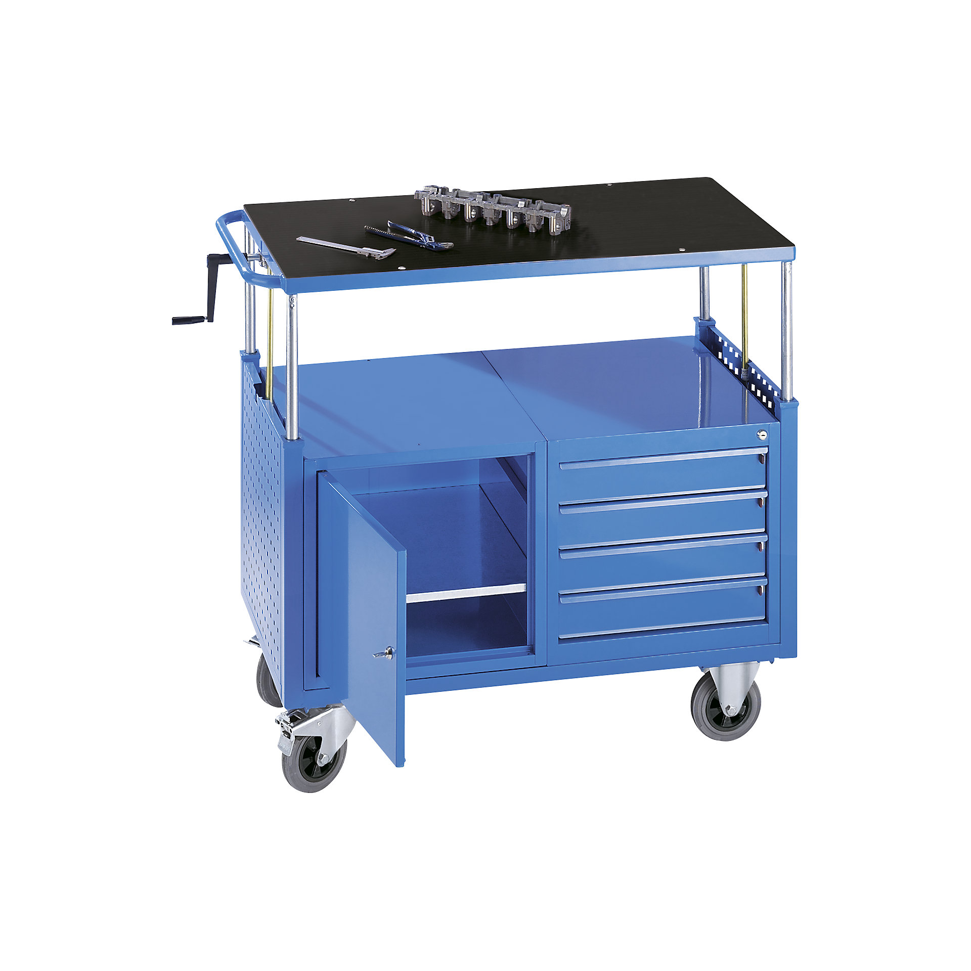 EUROKRAFTpro – Assembly trolley, height adjustable: 1 cupboard with ...