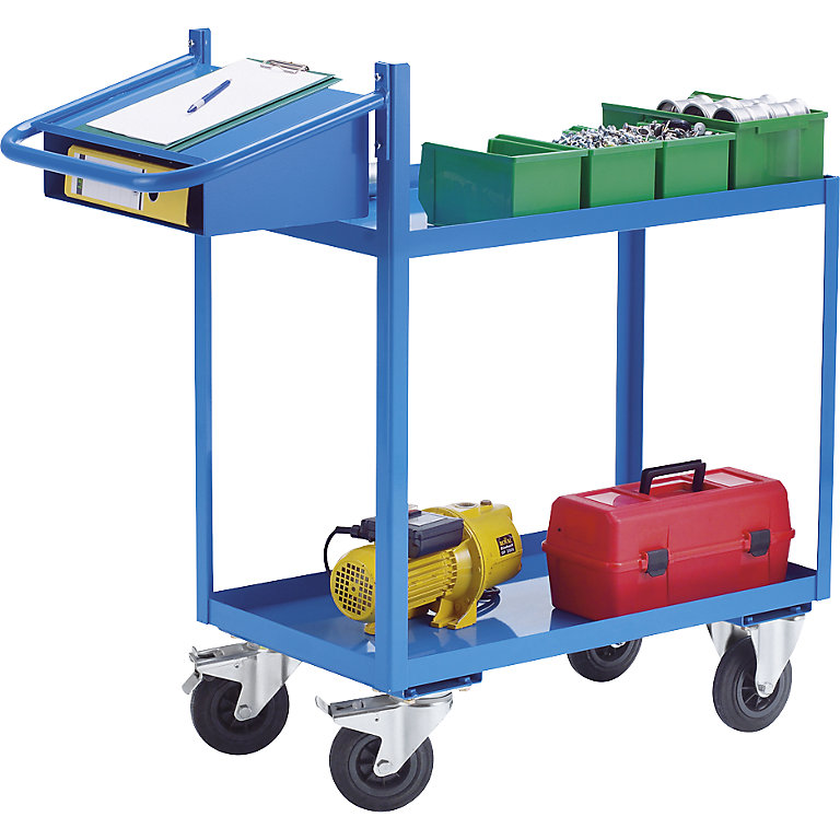 General purpose trolley – eurokraft pro: with tray shelves, clipboard ...