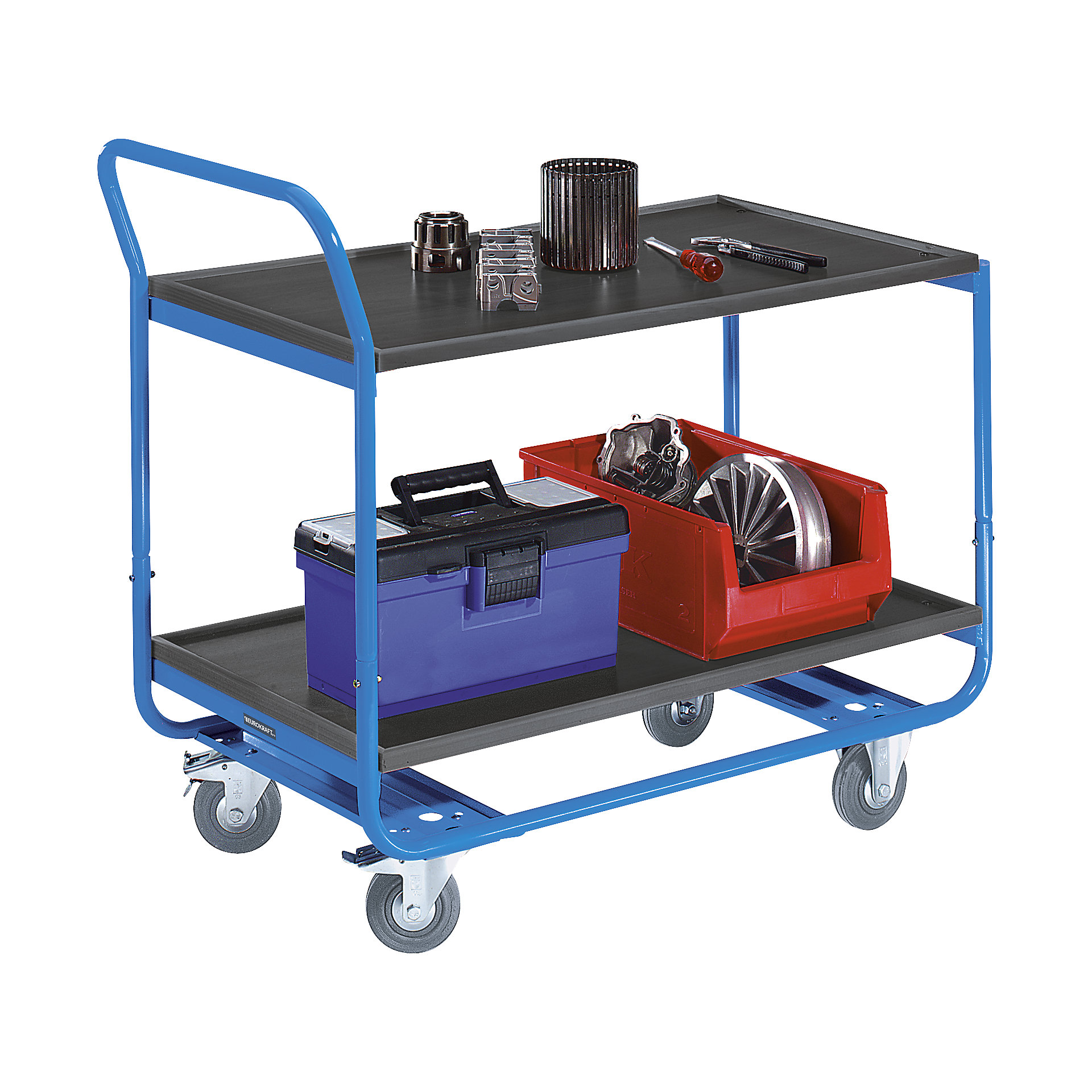 eurokraft pro – Table trolley, max. load 150 kg: 2 shelves with raised ...