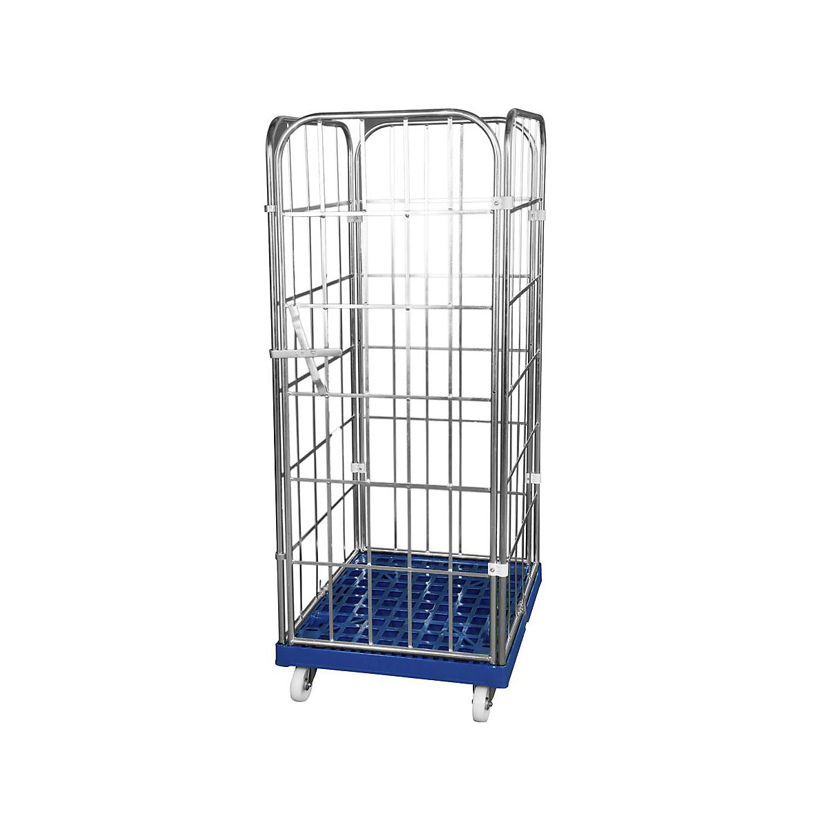 Roll container with plastic dolly: 4 sided, WxD 724 x 815 mm, single ...