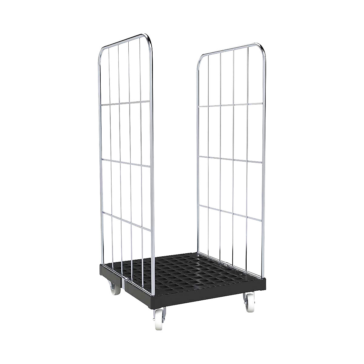 Roll container with side mesh panels – eurokraft basic: 2-sided ...