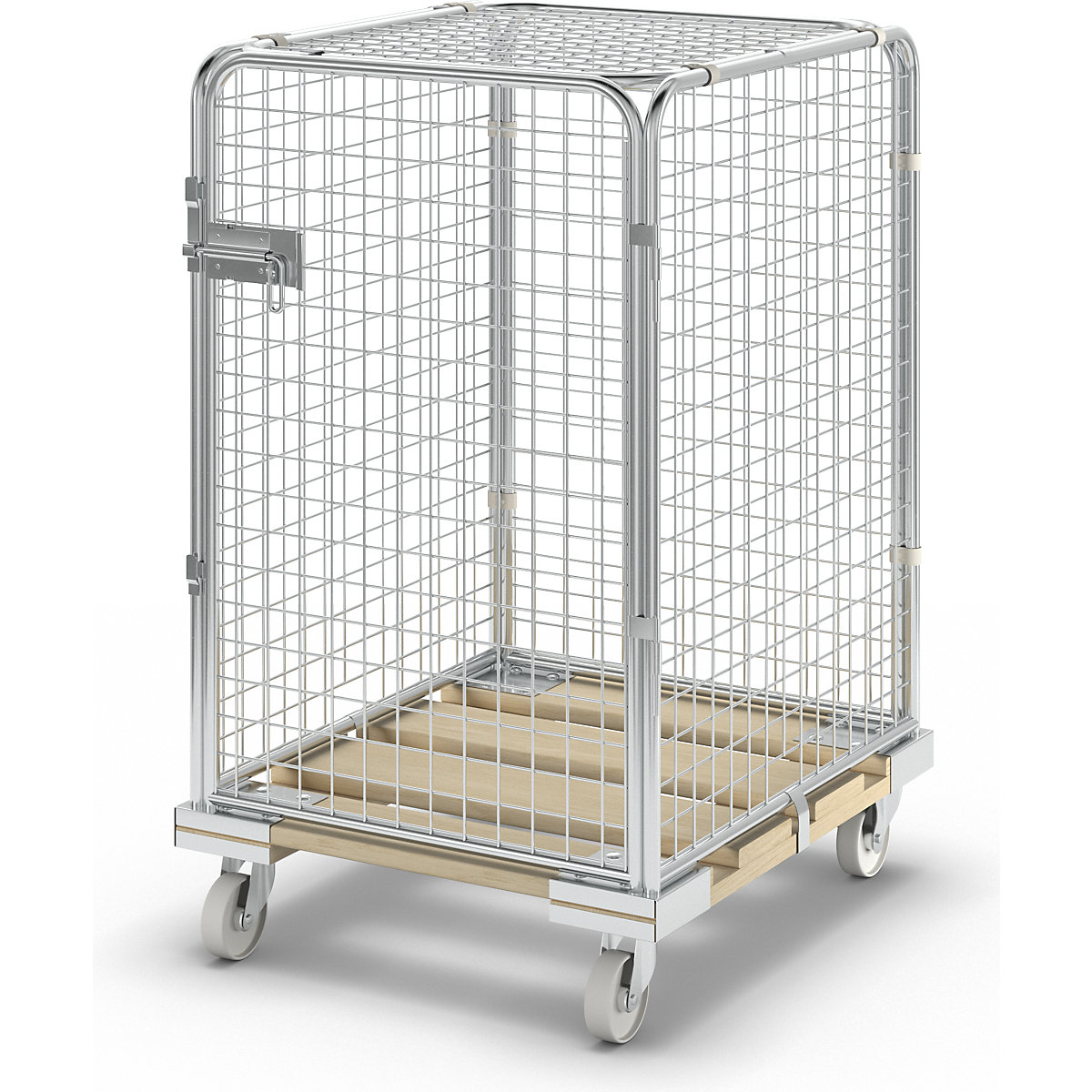 Security roll container with wooden dolly: effective height 1020 mm ...