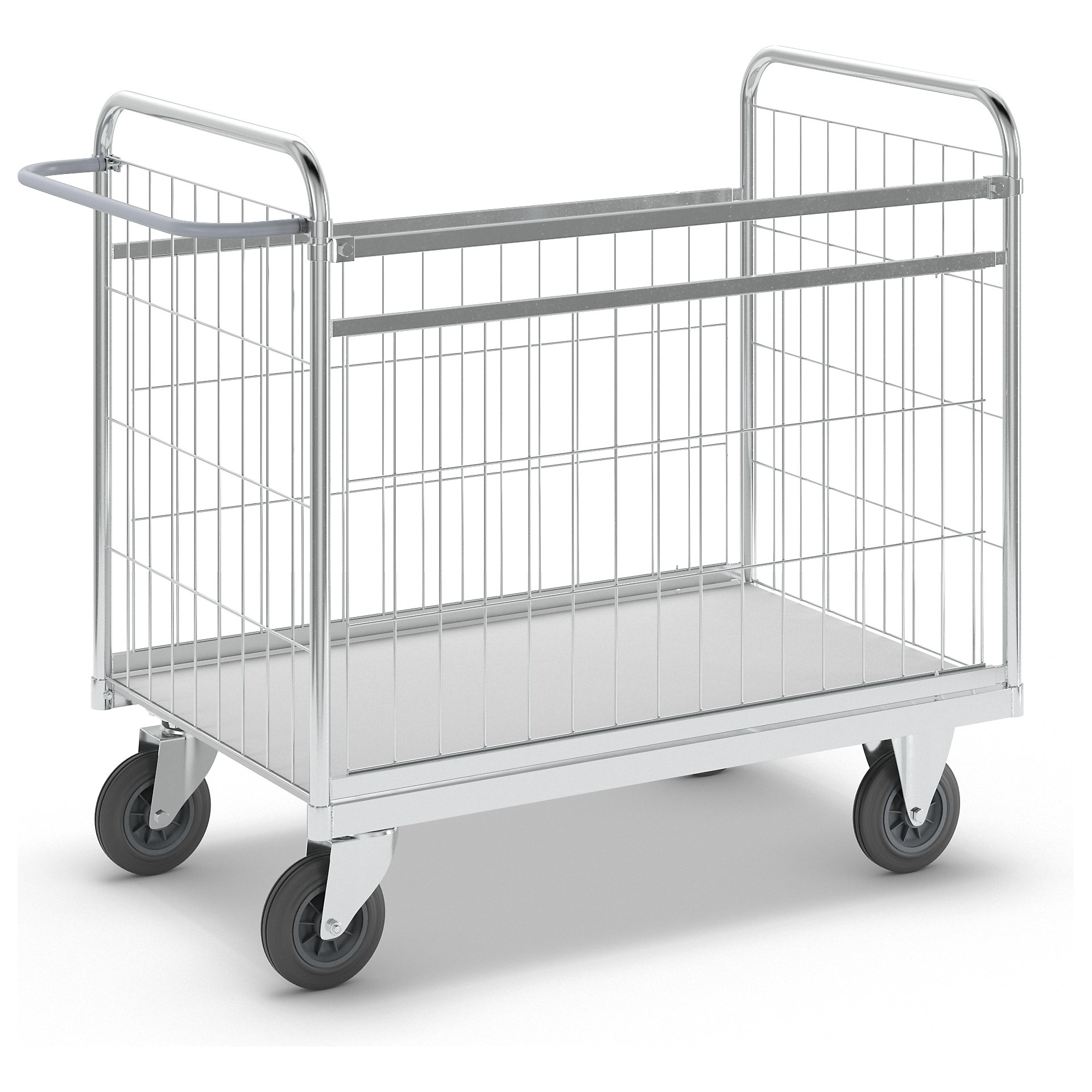 Zinc plated parcel trolley – Kongamek: HxWxD 1025 x 1190 x 650 mm ...