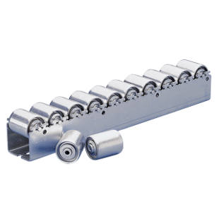 Heavy duty roller track with steel cylinder rollers with 45 mm Ø