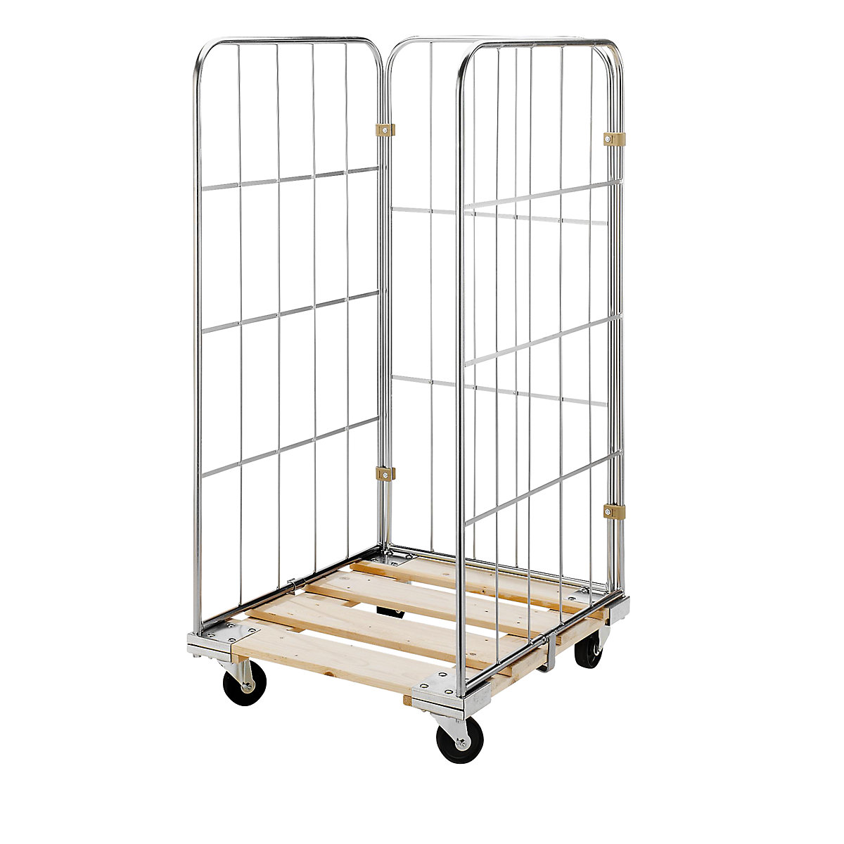 Rolcontainer met gaaswanden: houten laadbord, 3-zijdig | kaiserkraft ...