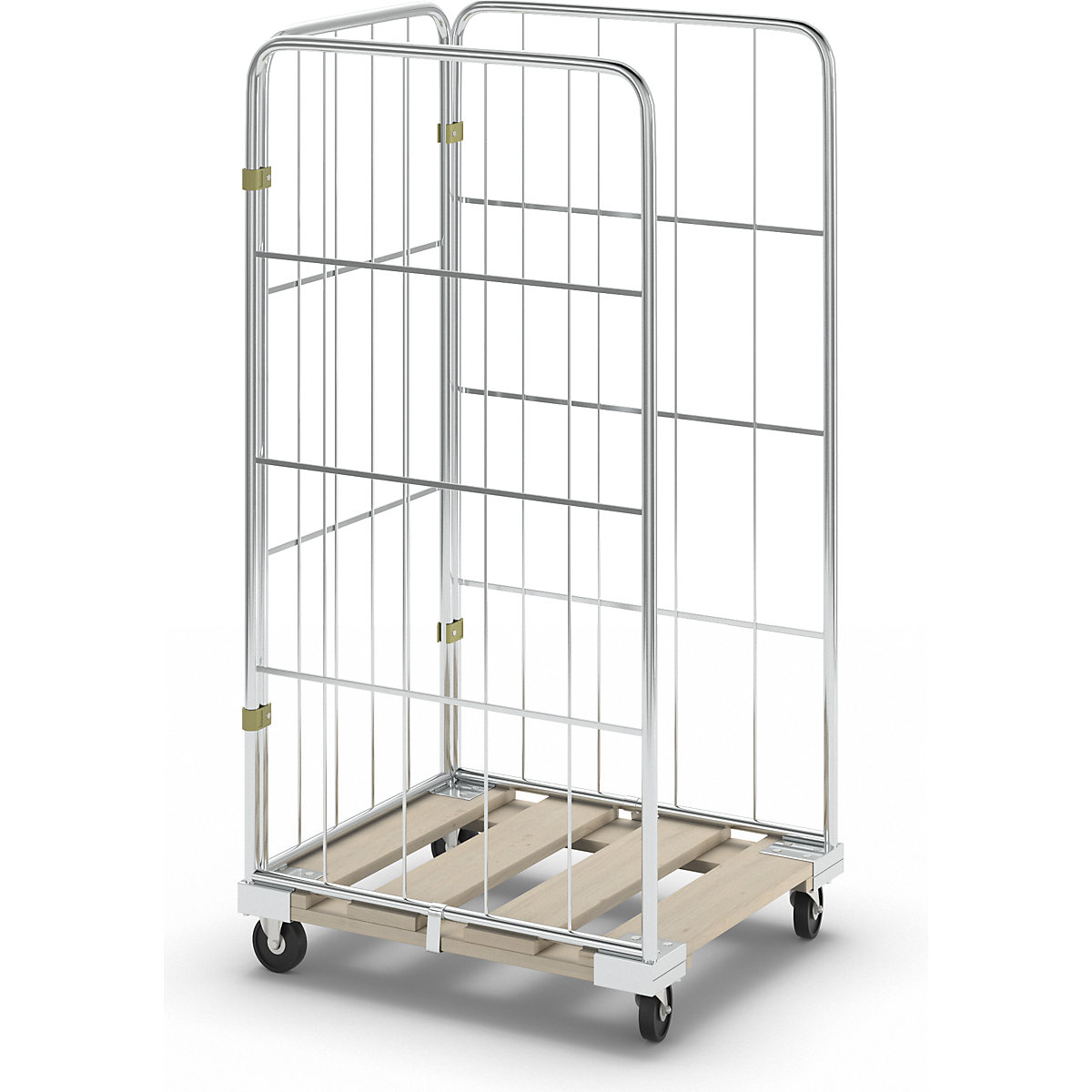 Rolcontainer met gaaswanden: houten laadbord, 3-zijdig | kaiserkraft ...