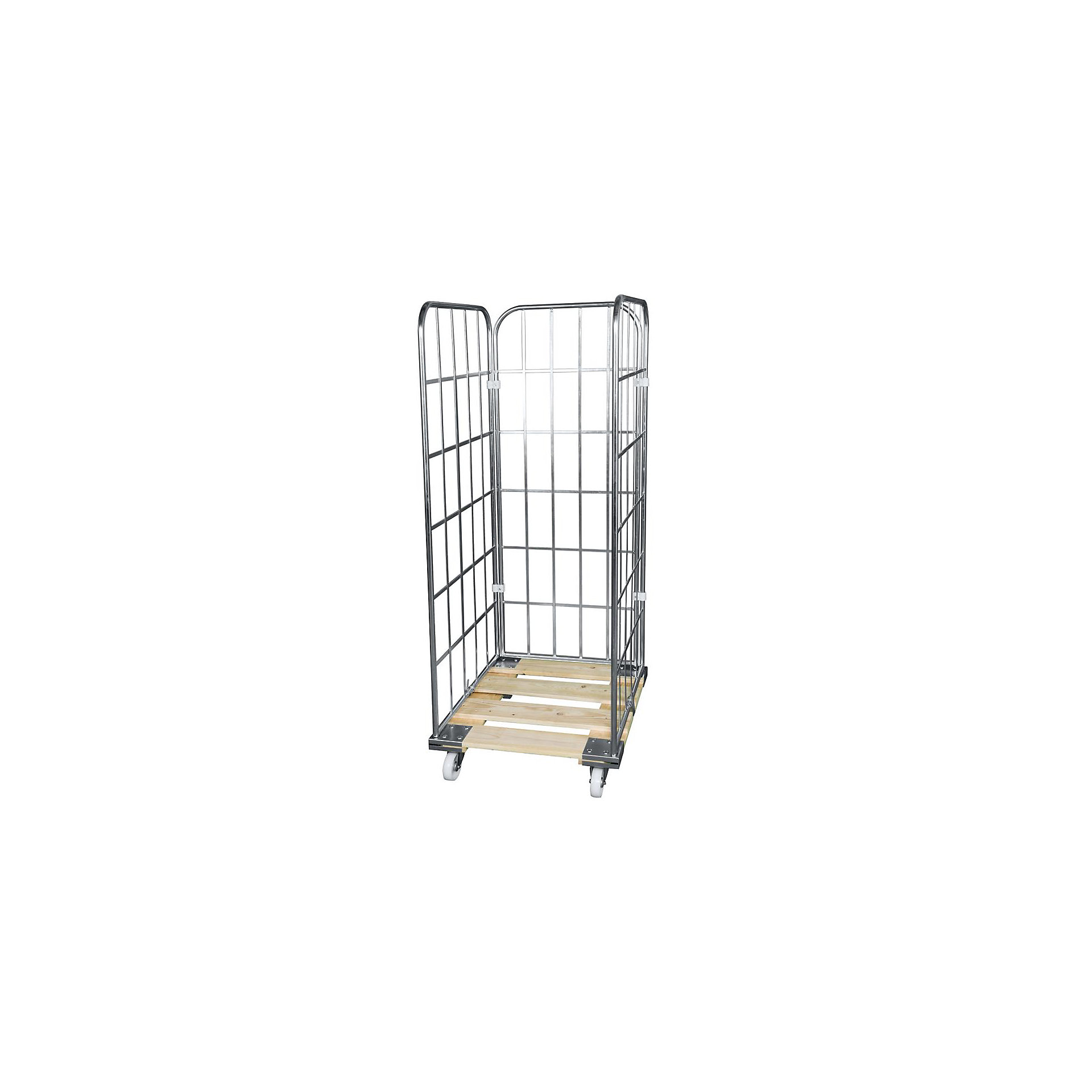 Rolcontainer met houten laadbord: 3-zijdig, b x d = 724 x 810 mm ...