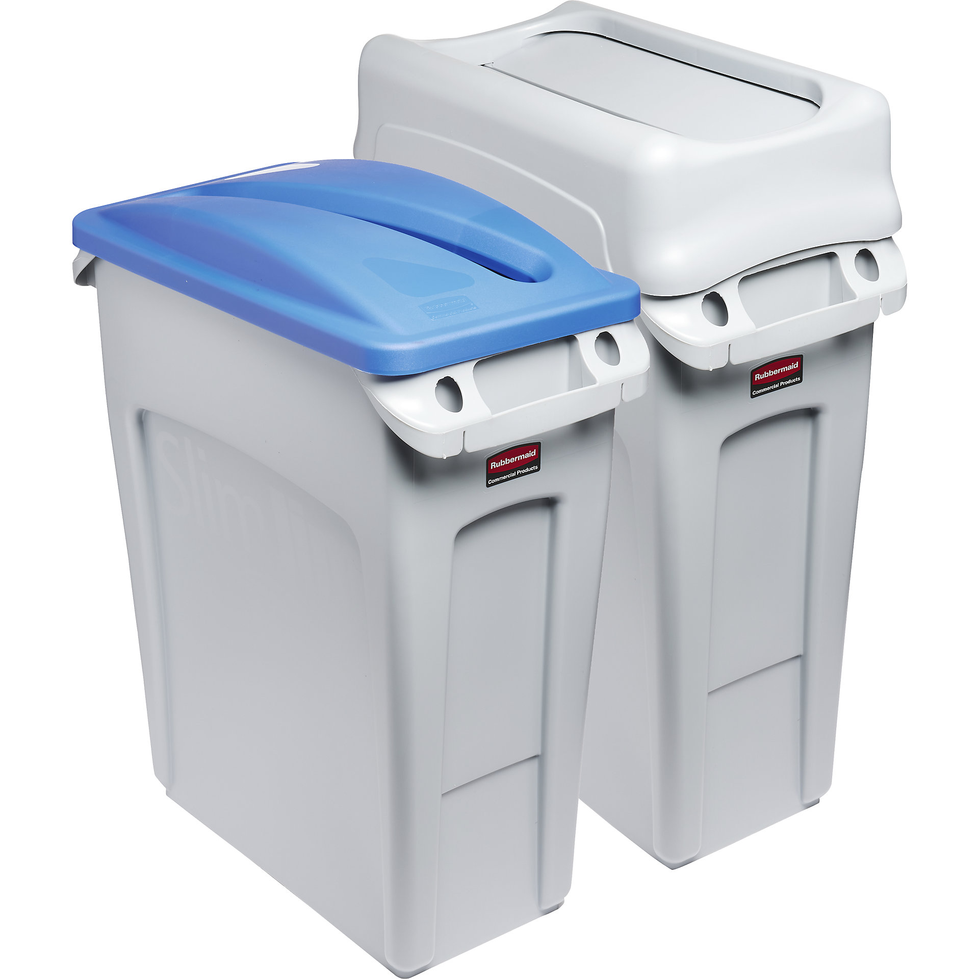 SLIM JIM® recyclable waste collection station, set of 2 – Rubbermaid: 2 x 60 l, swing lid/paper ...