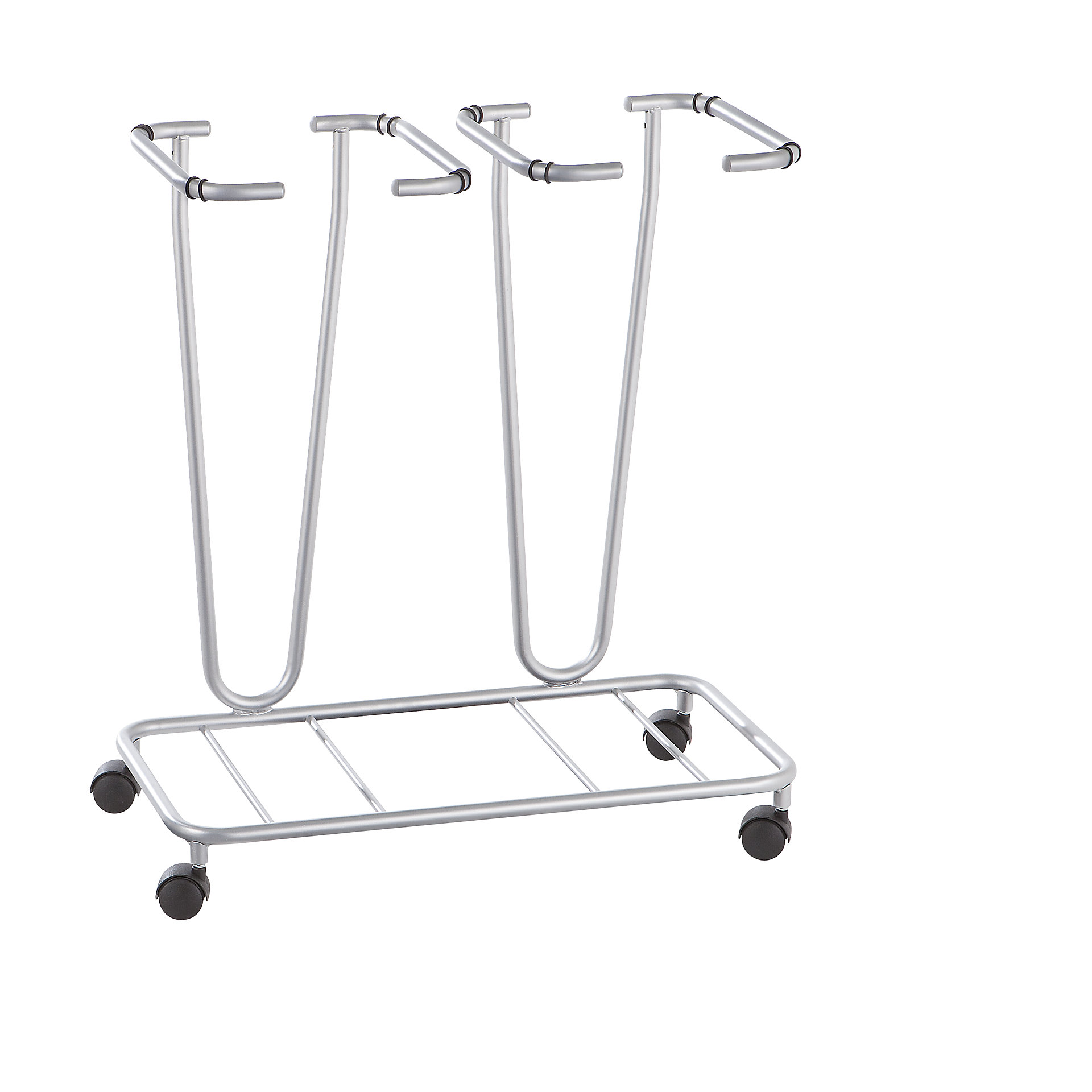 Recyclable waste sack stand without lid: for capacity 2 x 70 l, wheeled ...