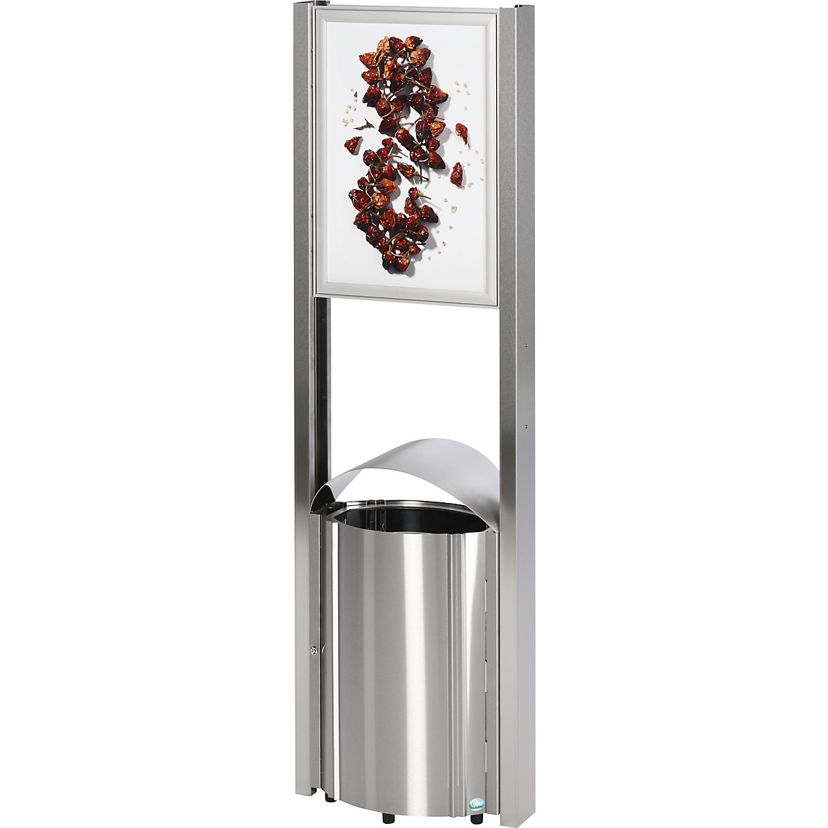 Waste collector with advertising space – VAR: capacity 50 l, HxWxD 1800 ...