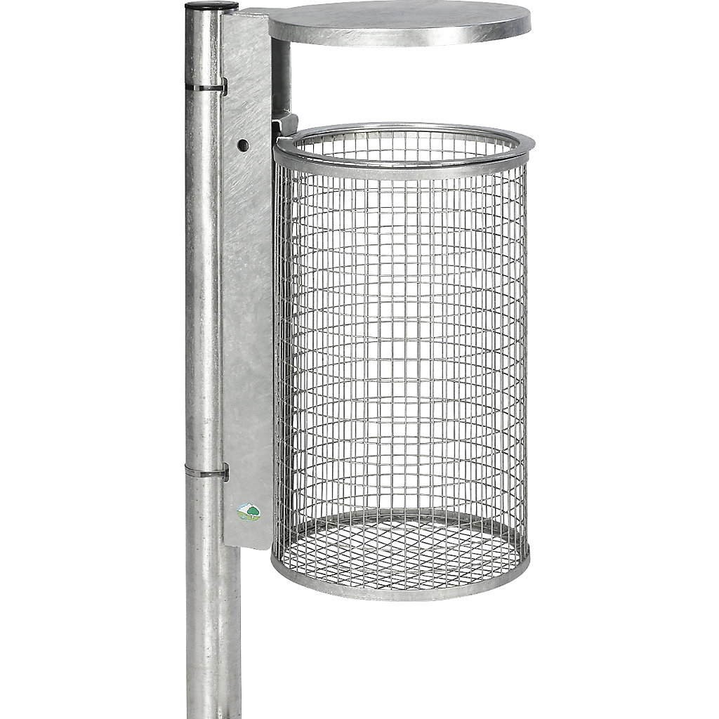 Wire mesh waste basket with hood and post – VAR: capacity 50 l | kaiserkraft