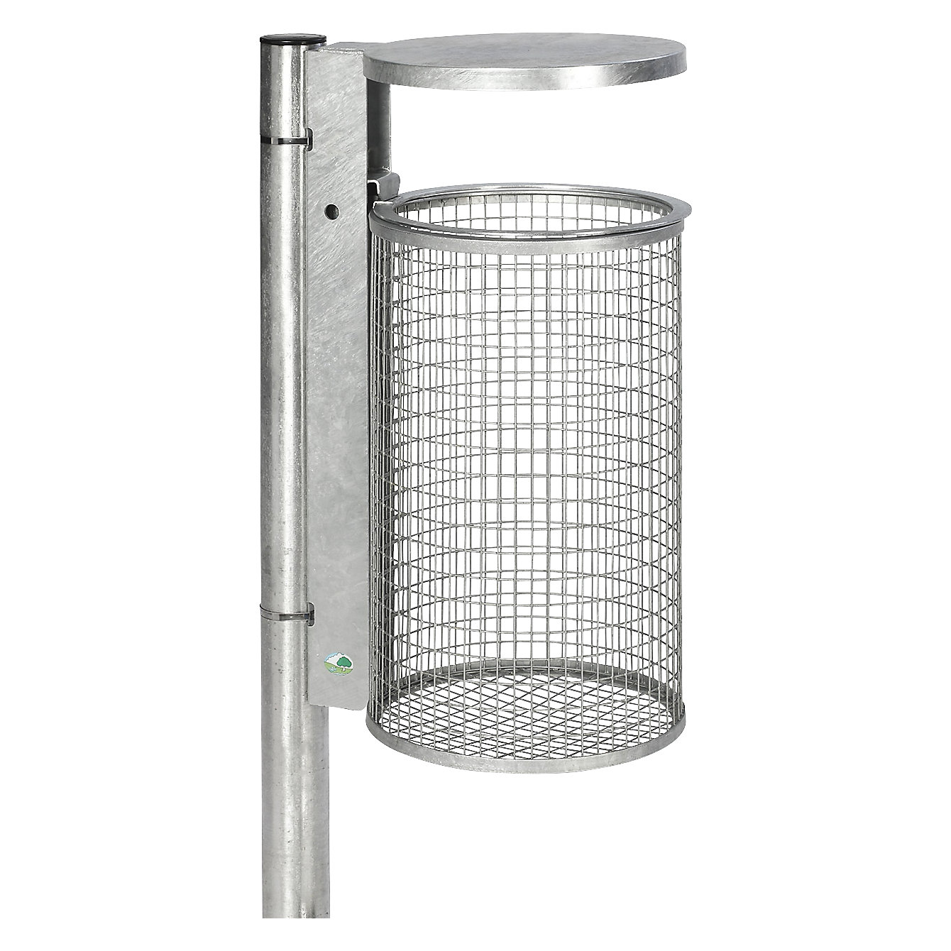 Wire mesh waste basket with hood and post – VAR: capacity 50 l ...