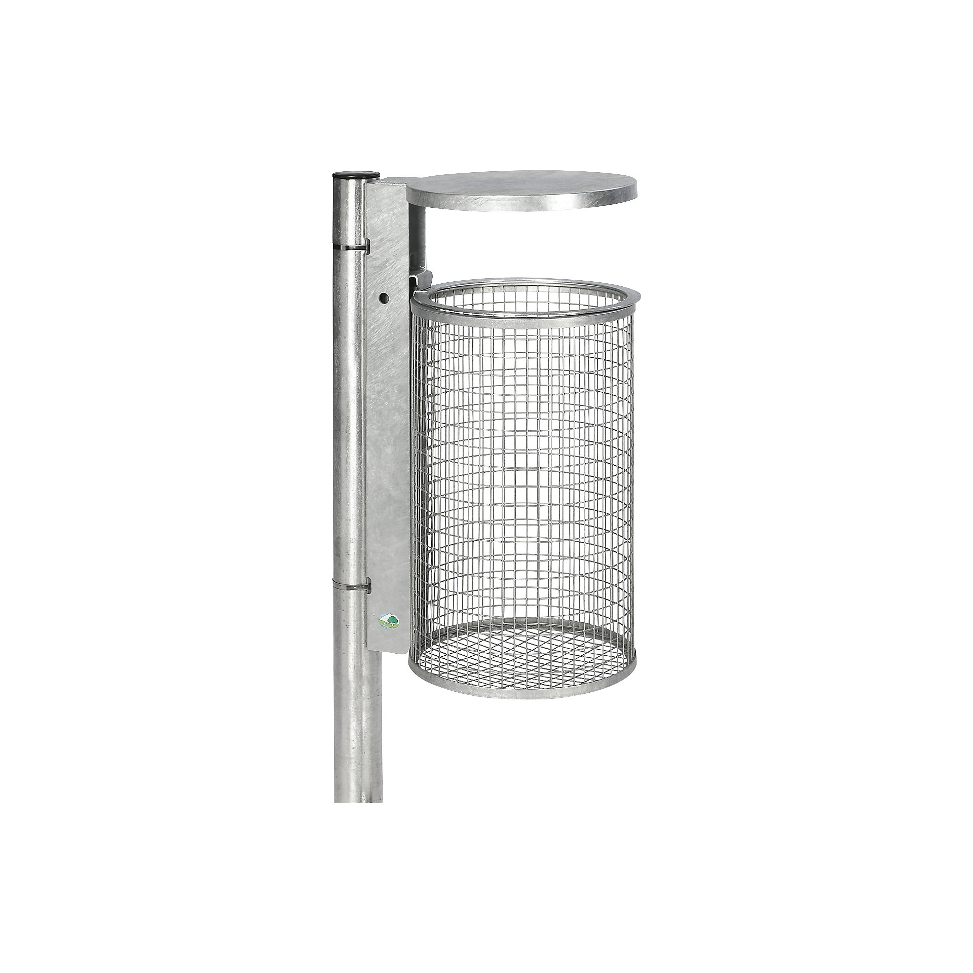 Wire mesh waste basket with hood and post – VAR: capacity 50 l ...