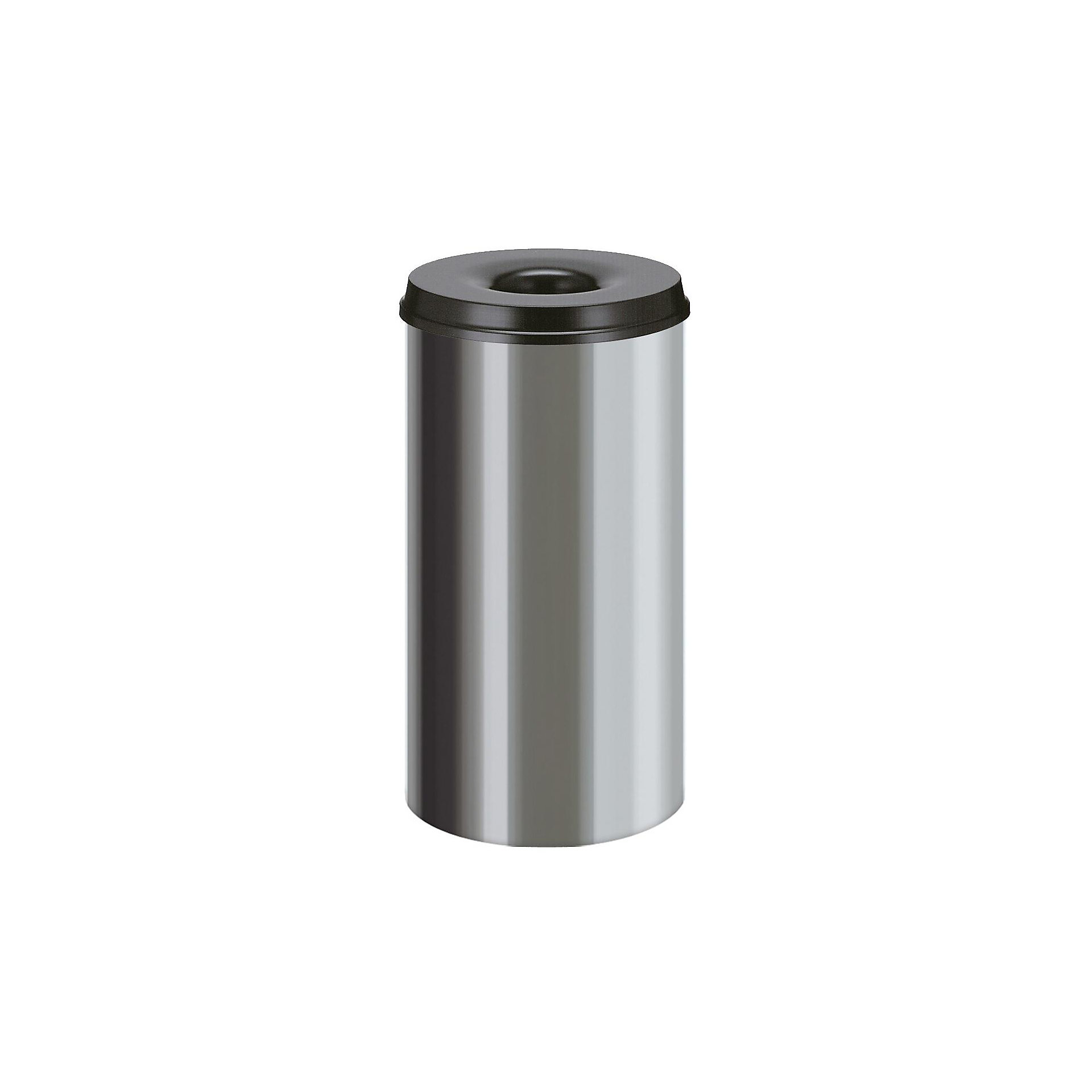 Safety waste paper bin, stainless steel: capacity 50 l, HxØ 625 x 335 ...