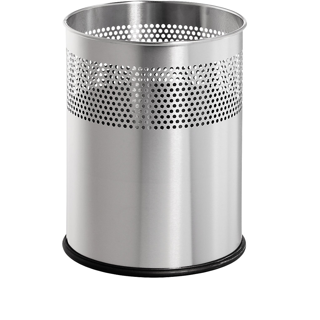Waste paper bin, stainless steel with perforated pattern – helit: HxØ ...