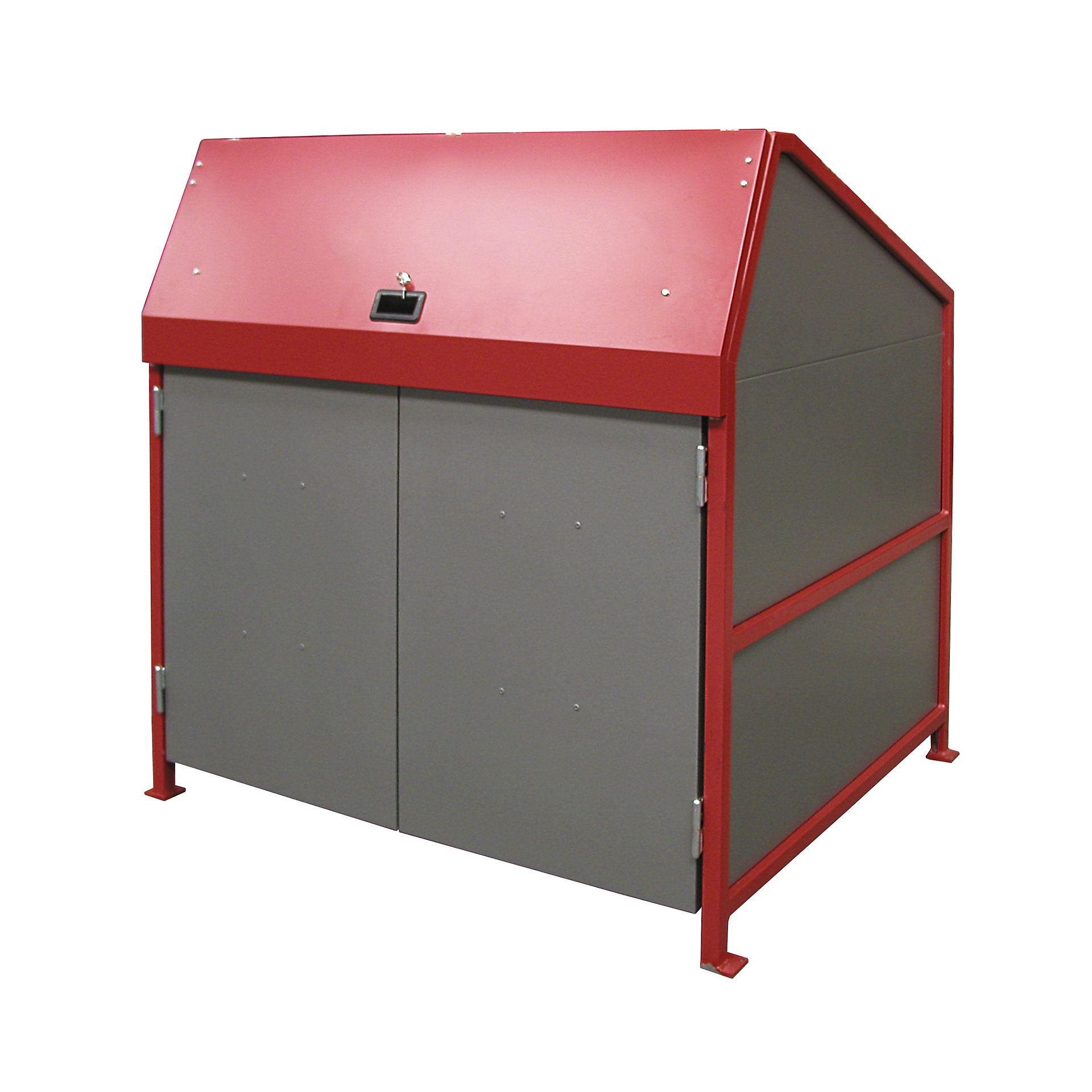 Waste bin enclosures – eurokraft pro: enclosed on 4 sides, with doors ...