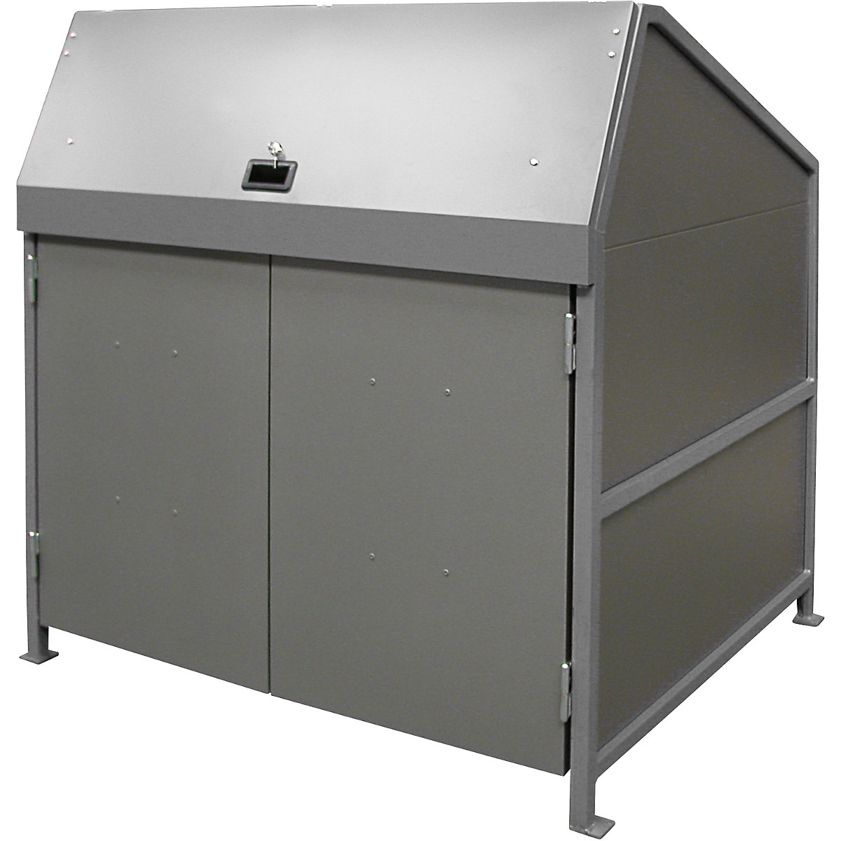 Waste bin enclosures – eurokraft pro: enclosed on 4 sides, with doors ...