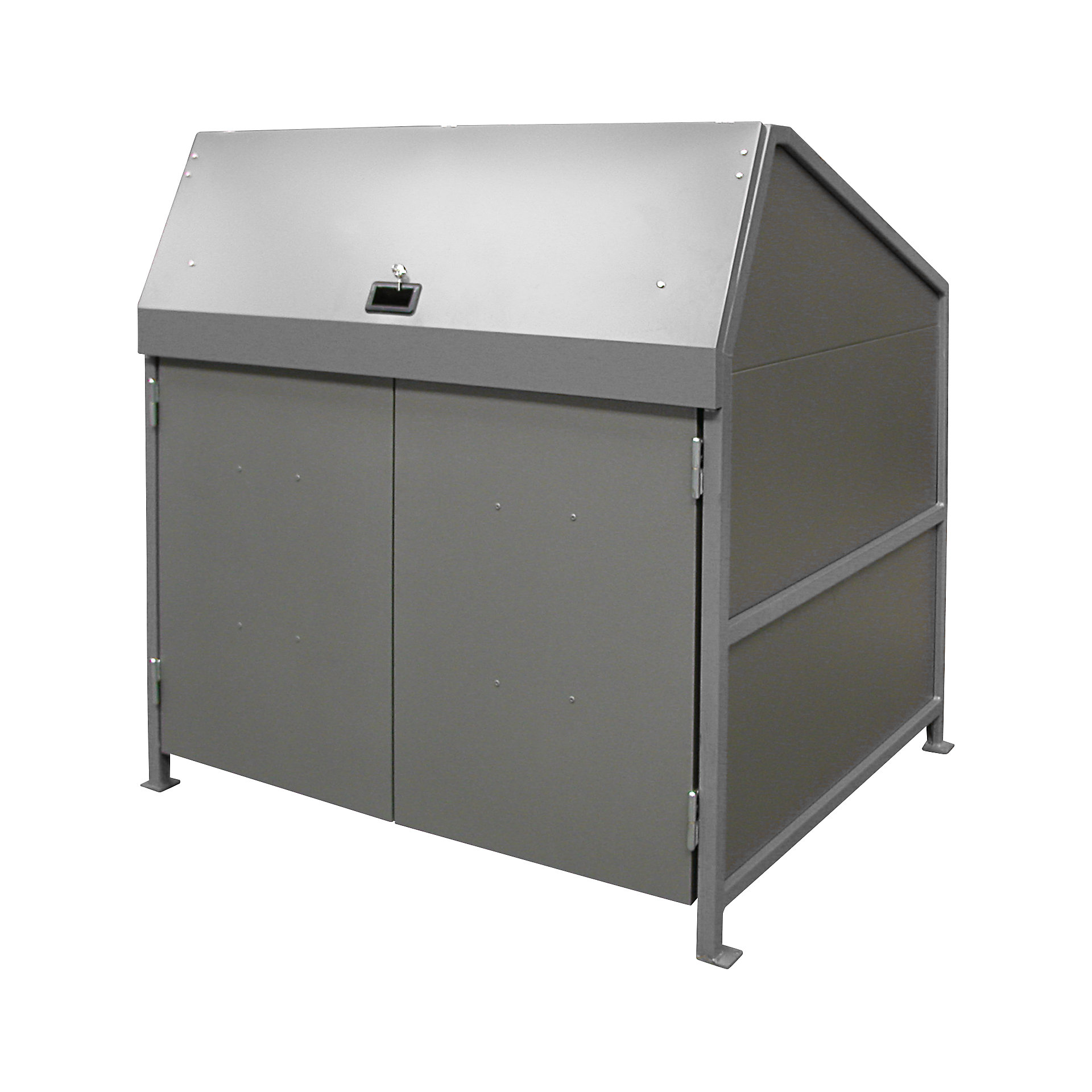 Waste bin enclosures – eurokraft pro: enclosed on 4 sides, with doors ...