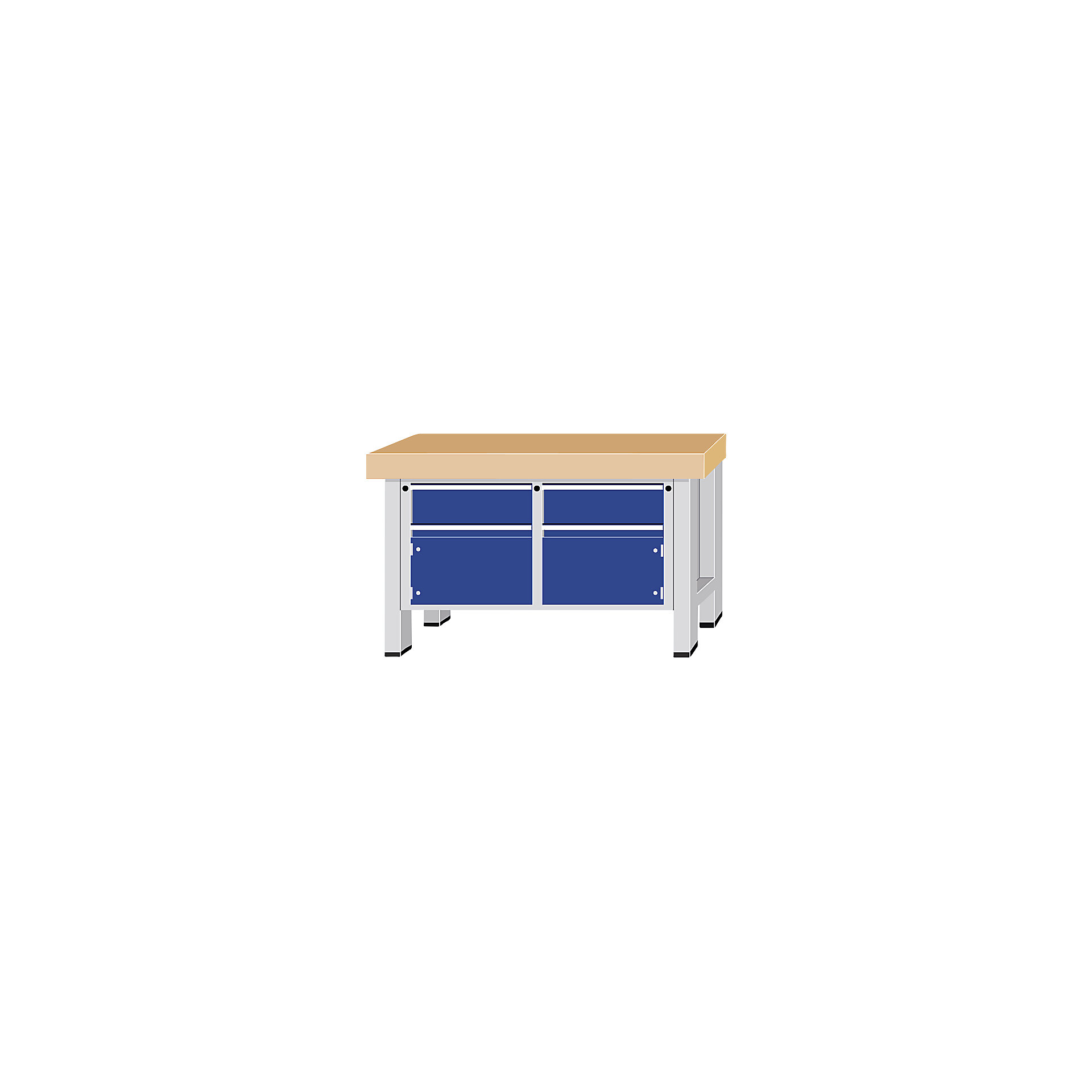 ANKE – Heavy duty workbench: worktop width 1500 mm, with 2 drawers and ...