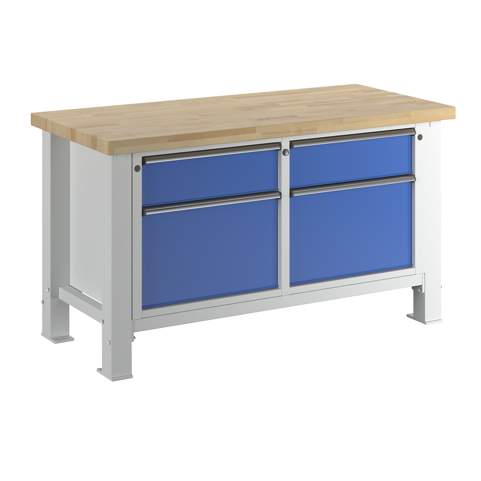 Heavy duty workbench – ANKE: worktop width 1500 mm, with 2 drawers and ...