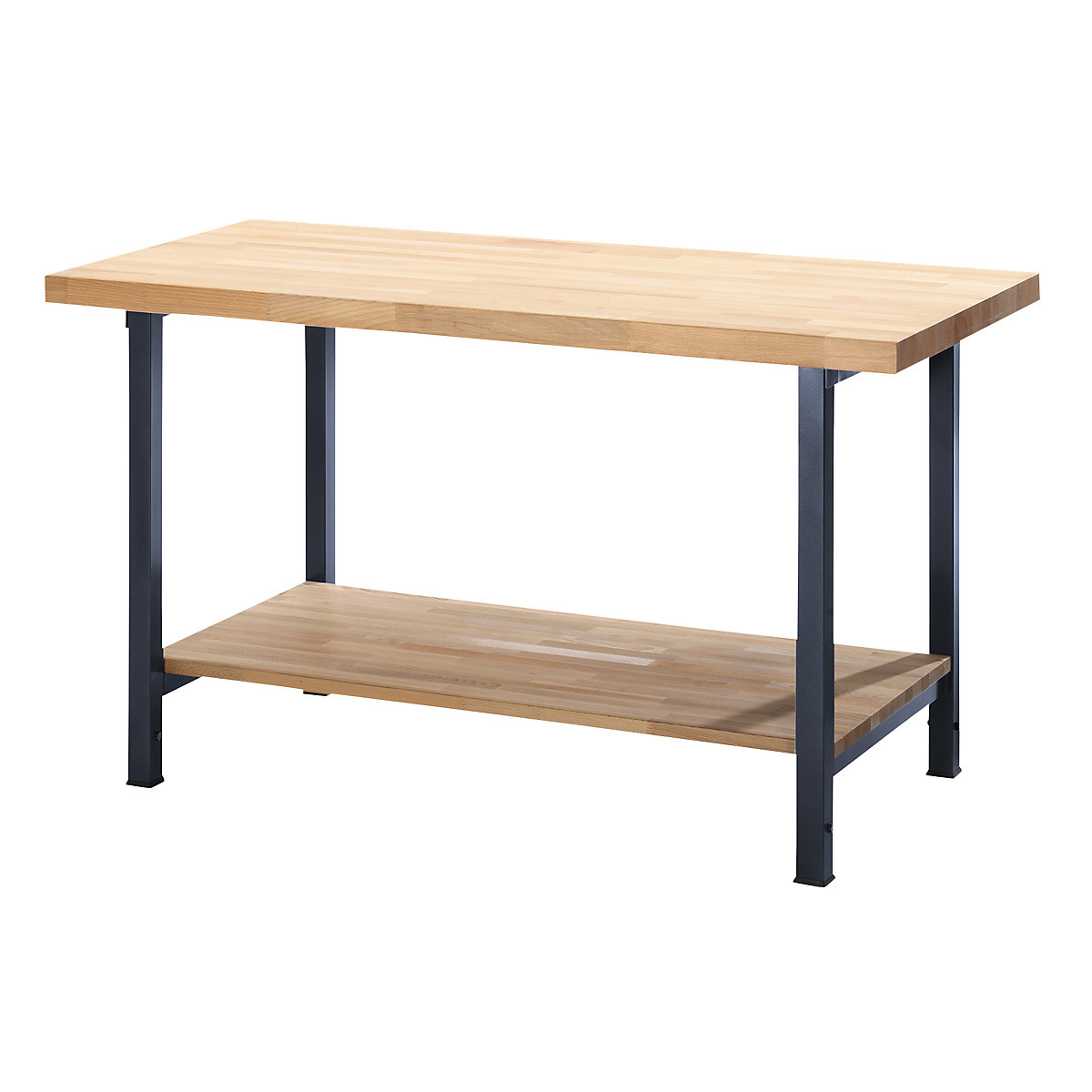 EUROKRAFTpro – Height-adjustable workbench, frame construction: 1 shelf ...