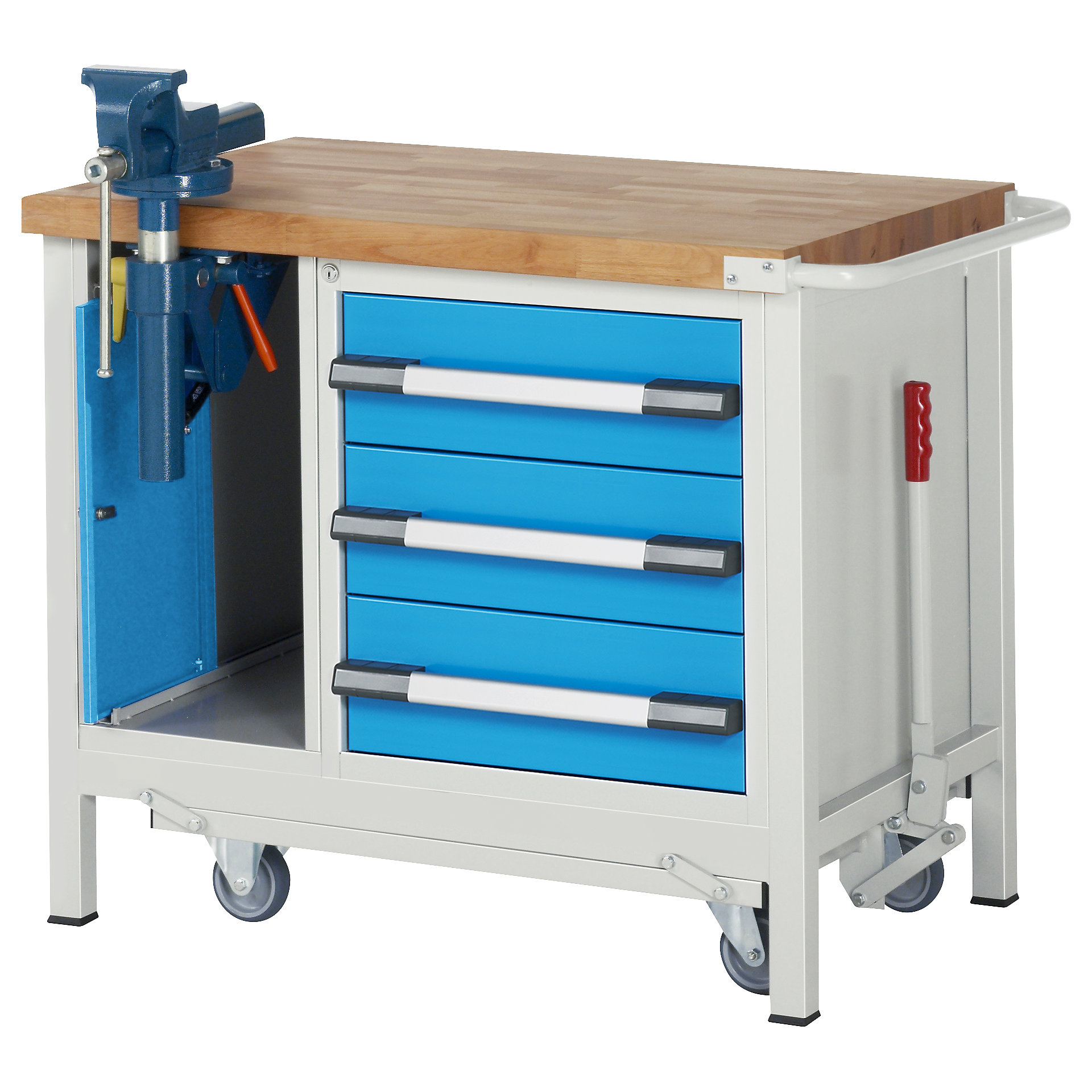 EUROKRAFTpro – Mobile and lowerable workbench, frame construction: 3 ...