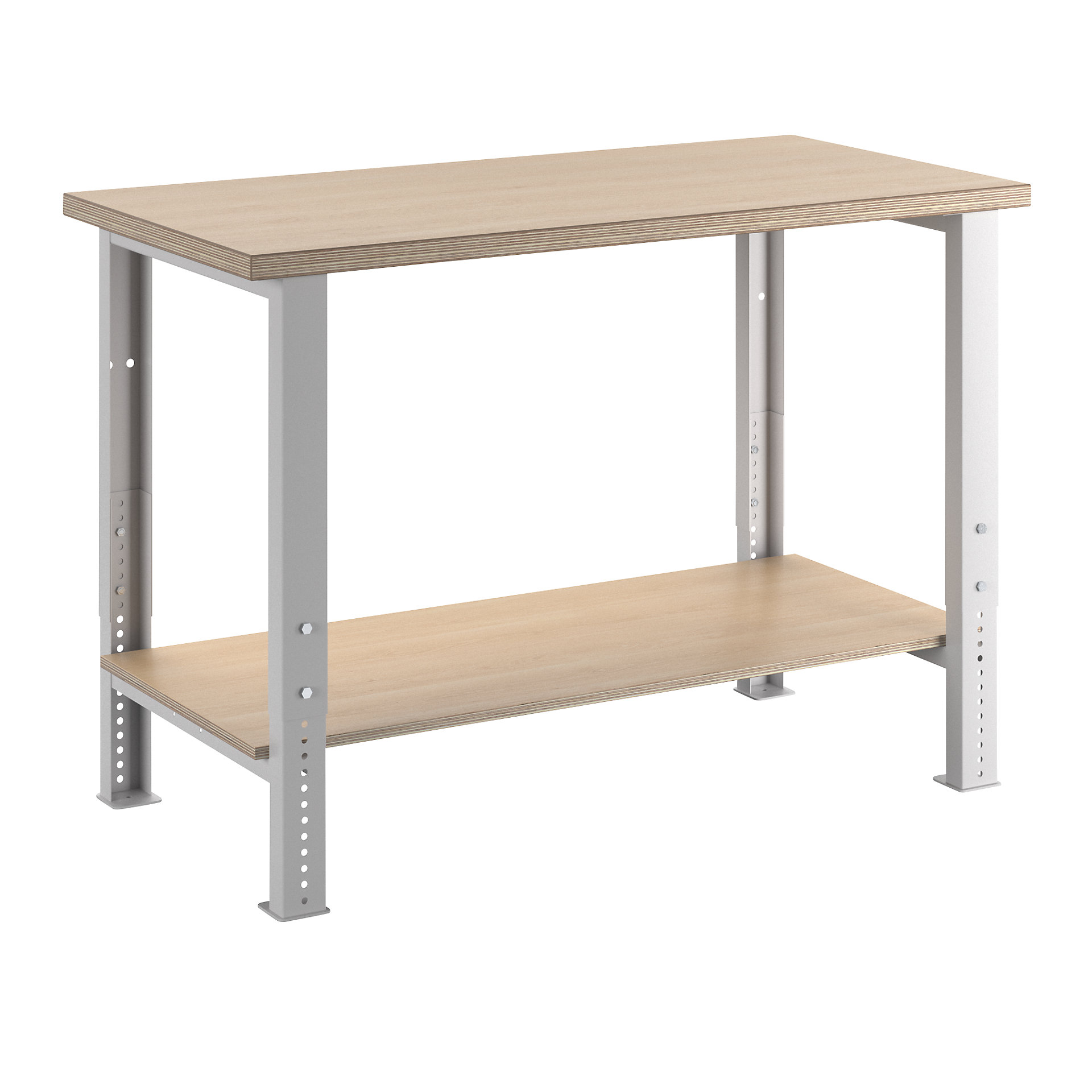 Modular workbench – LISTA: height 740 – 1090 mm, with shelf | kaiserkraft