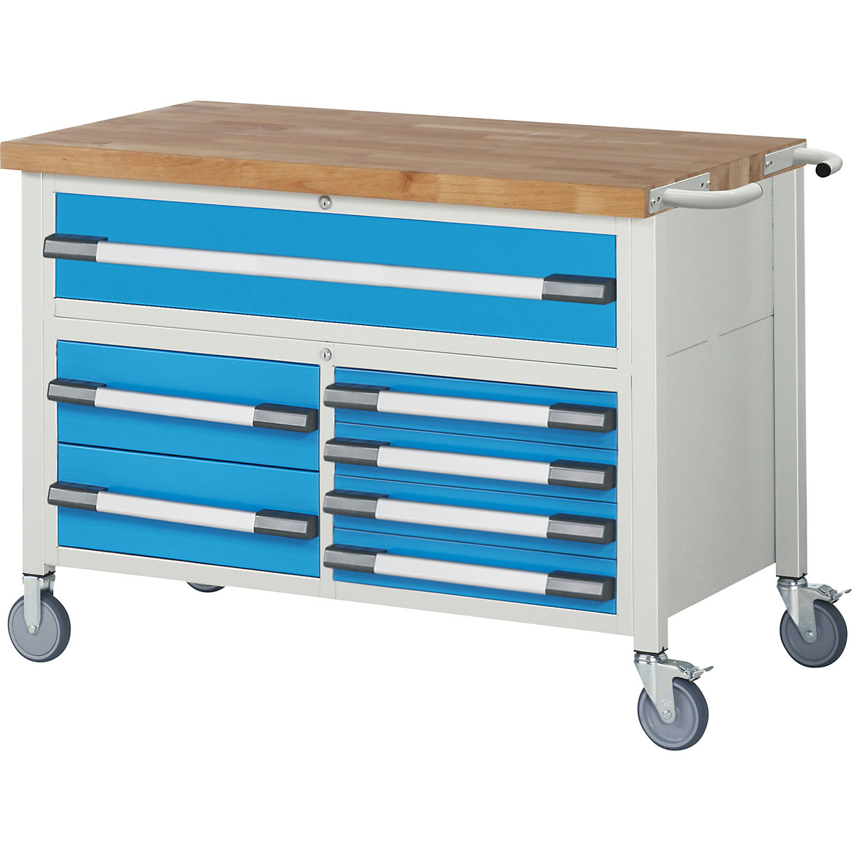Series 8000 mobile workbench, frame system – eurokraft pro: 7 drawers ...