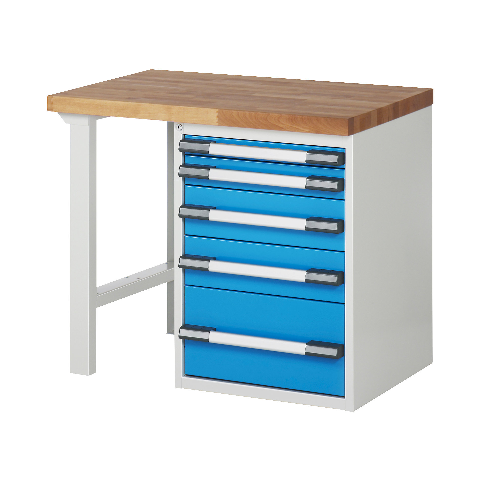 Workbench, Series 7000 modular system – eurokraft pro: 5 drawers ...