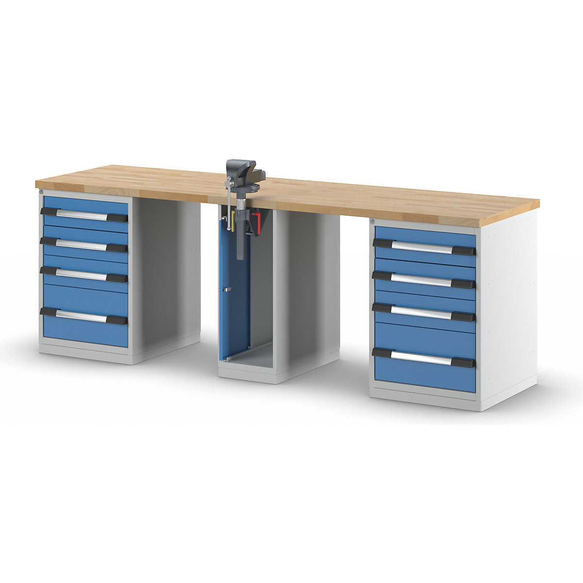 Workbench, Series 7000 modular system Serie 7000 – eurokraft pro: 8 drawers, 1 vice in the ...